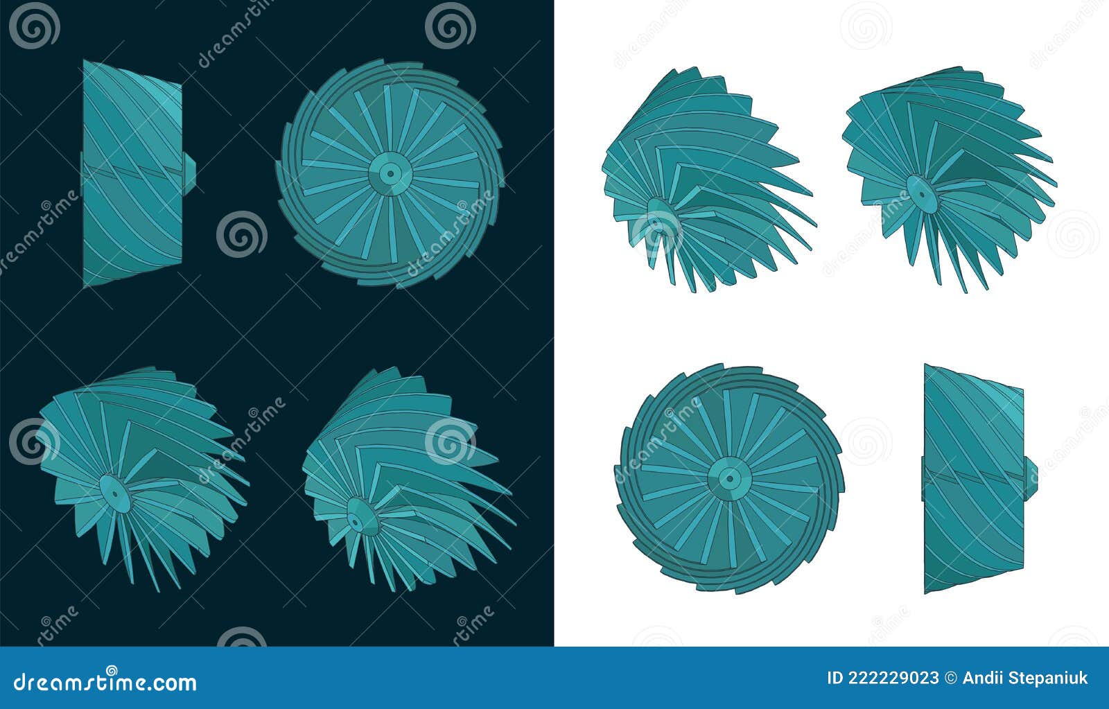 Turbine Impeller Colorful Blueprints Cartoon Vector | CartoonDealer.com ...