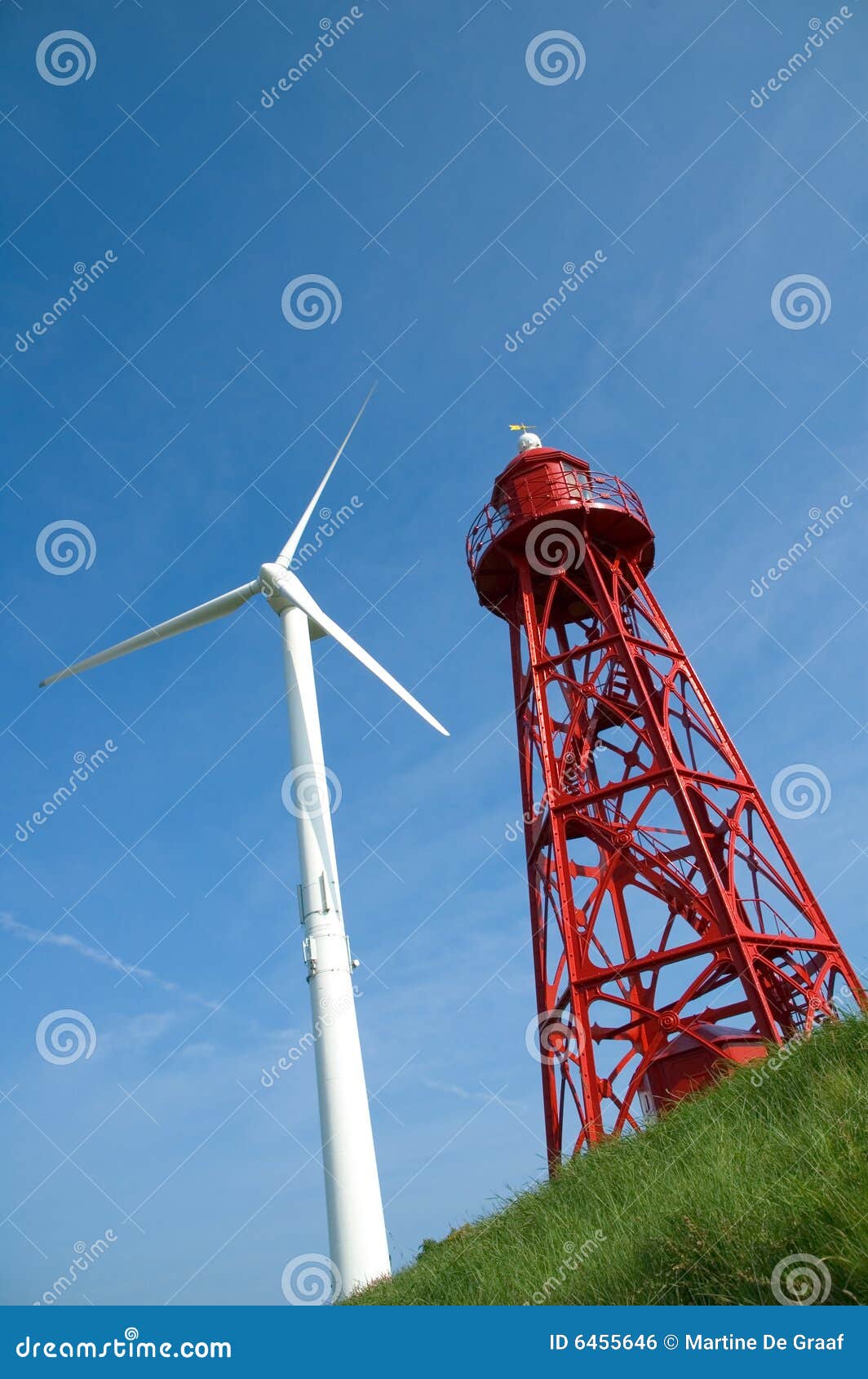 Turbine and Lighthouse stock photo. Image of windmill - 6455646