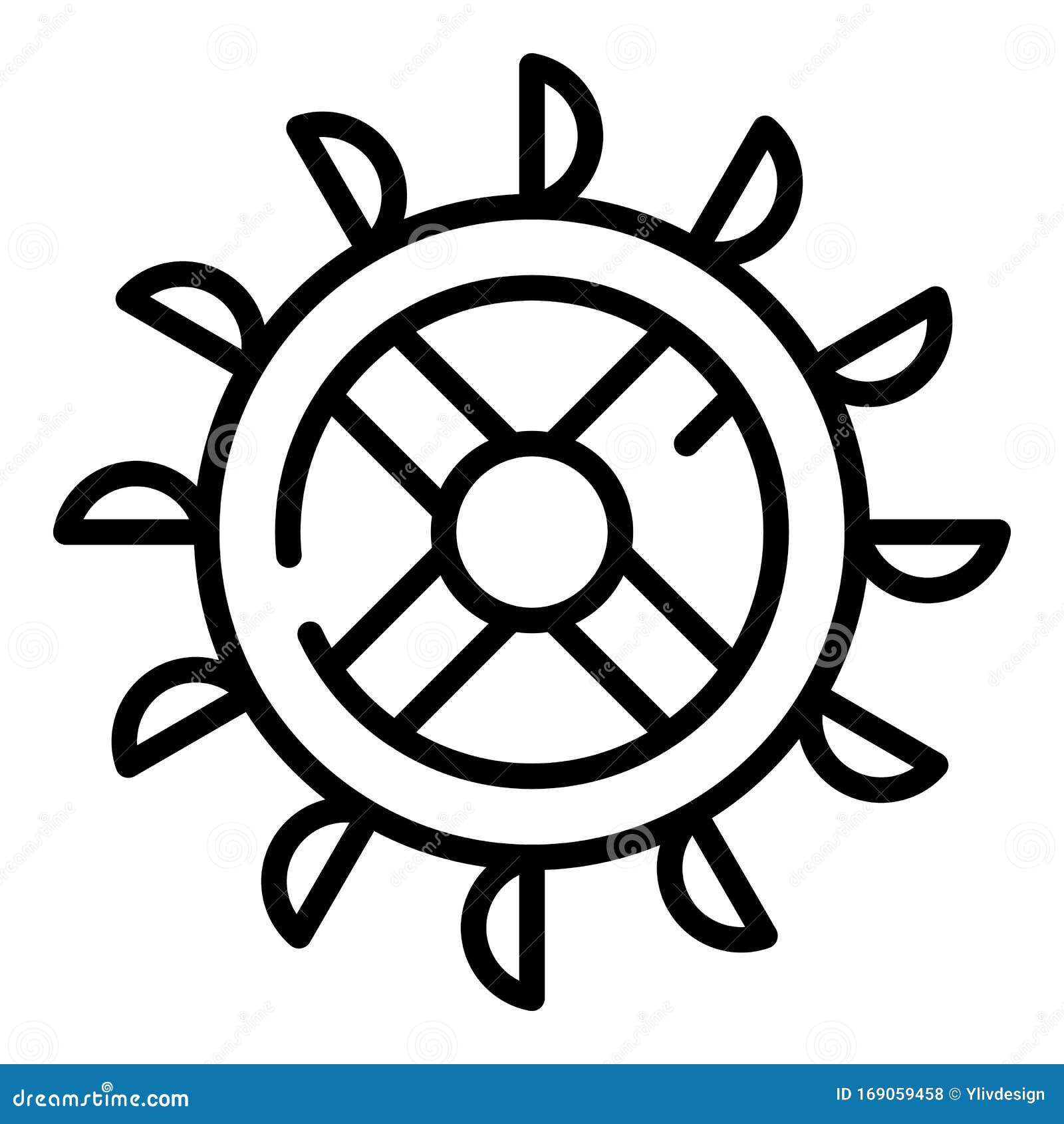 Turbine Water Mill Wheel Icon Outline Style Stock Vector