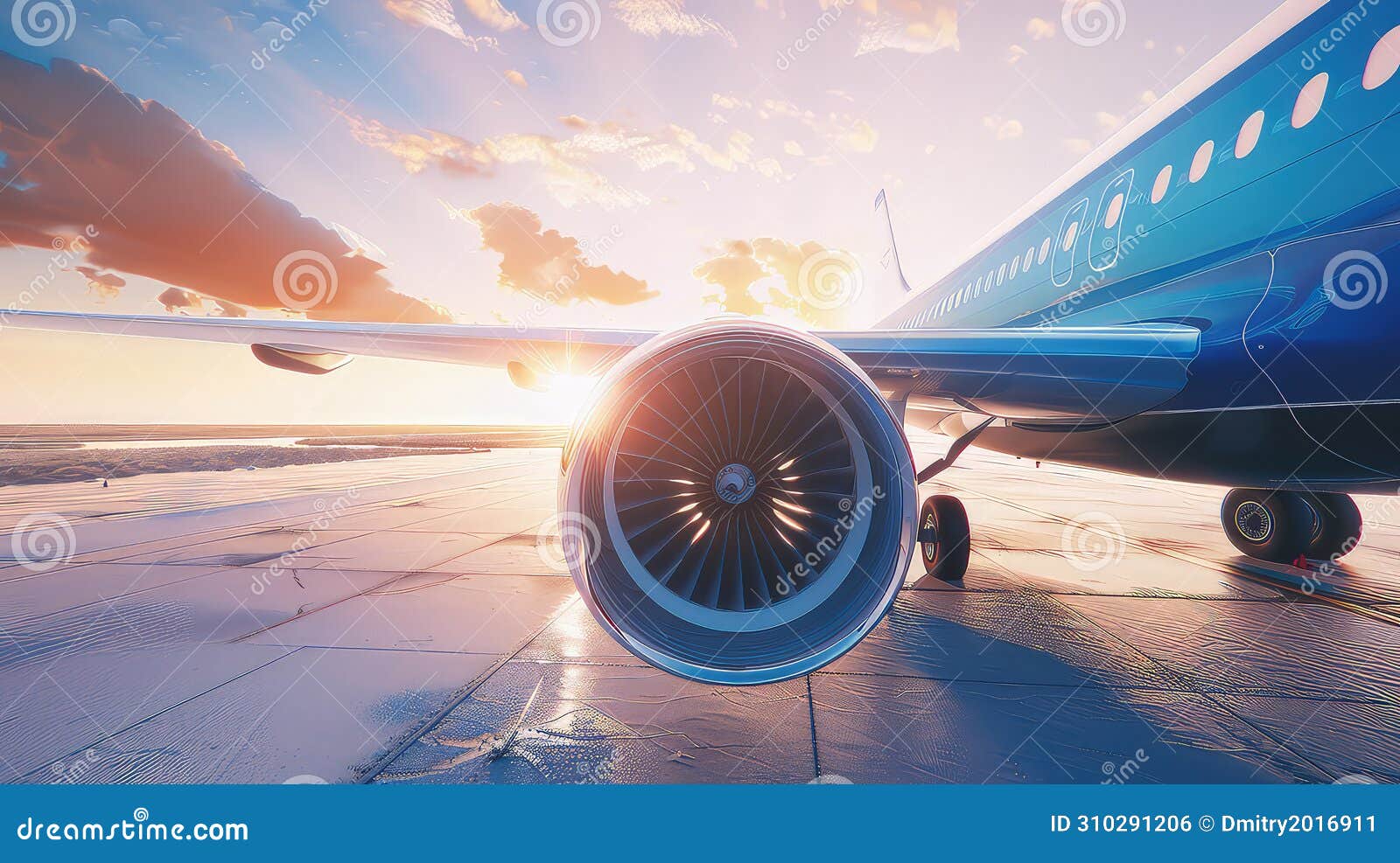 A Turbine on the Wing of a Modern Passenger Aircraft. Stock Photo ...