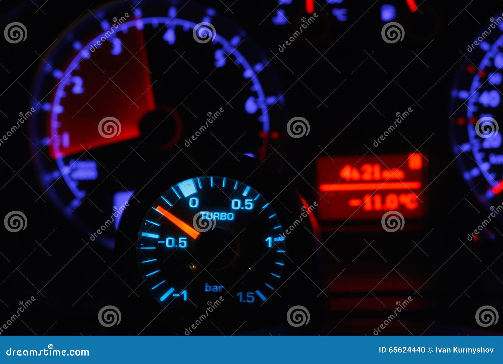 Turbo Boost Gauge and Blurry Unfocused Speedometer Stock Photo - Image ...