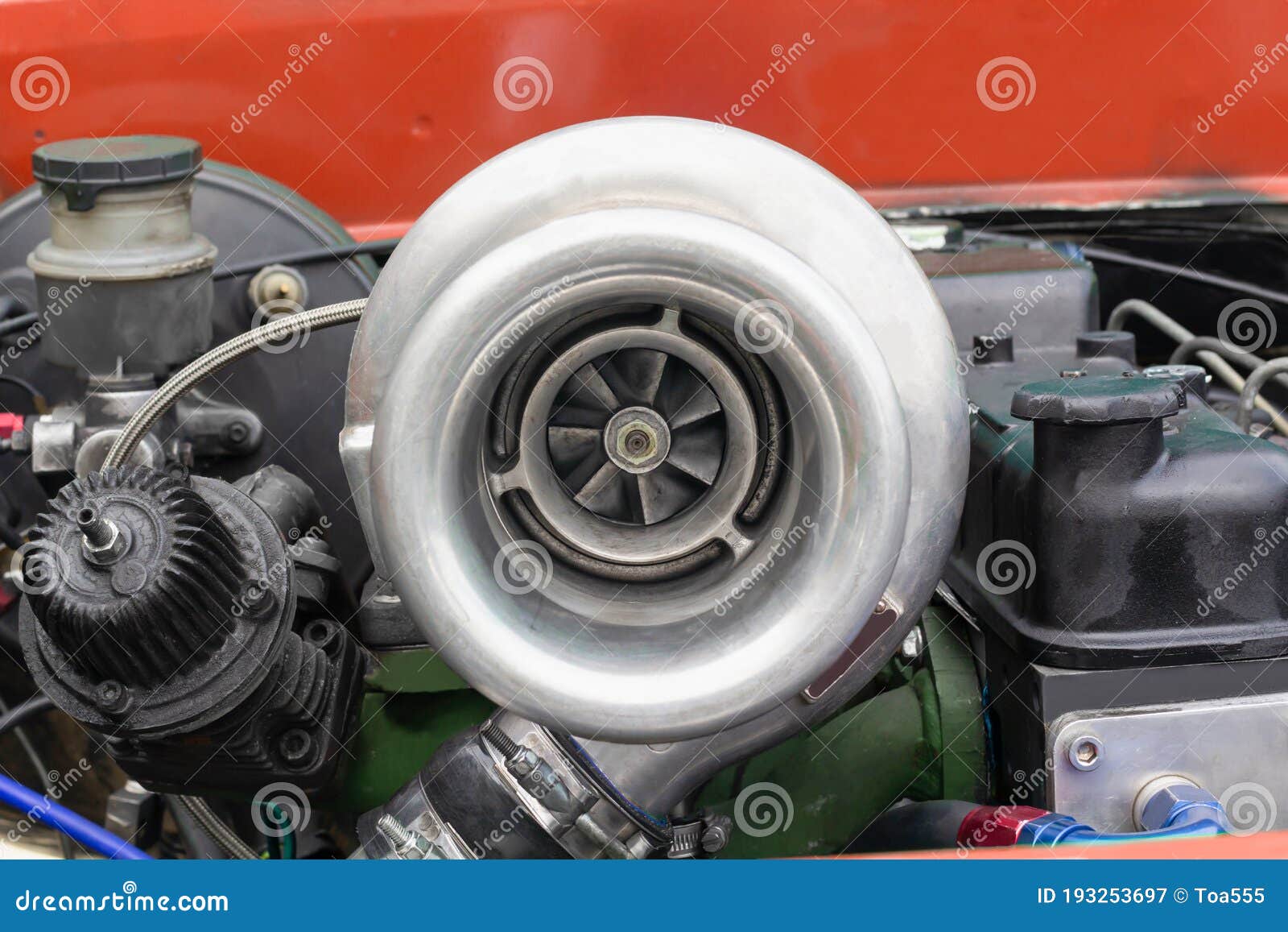 Turbo Charger on Race Car Engine Stock Image - Image of fast, metal ...