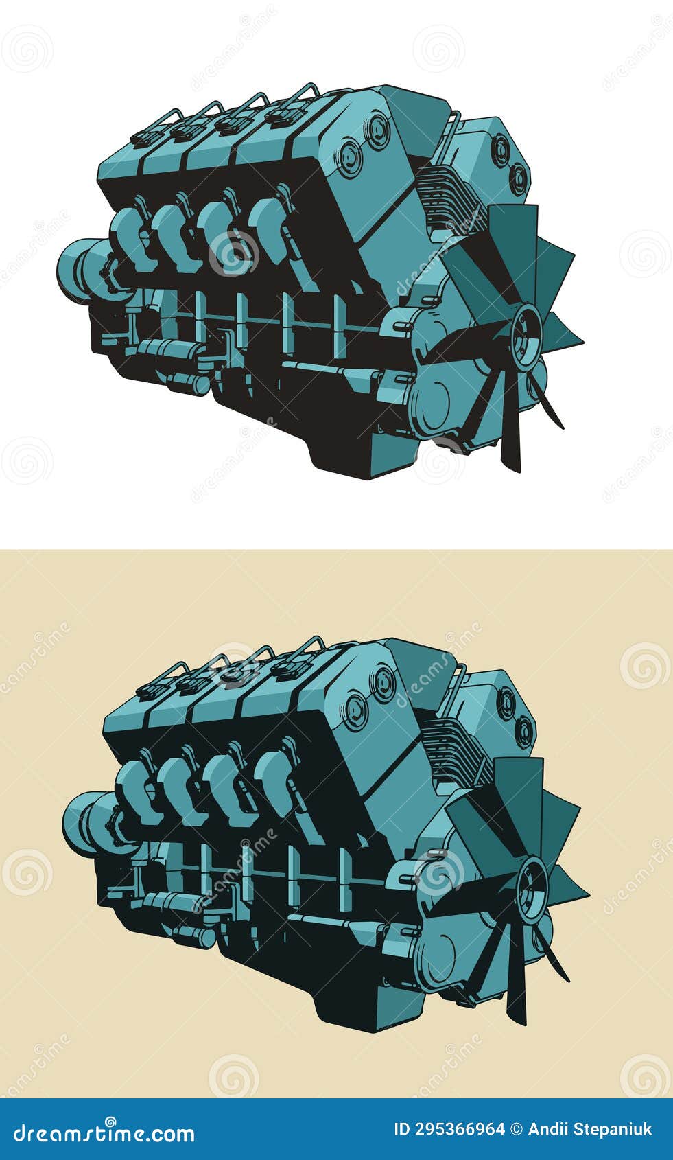Turbo diesel engine stock vector. Illustration of drawing - 295366964