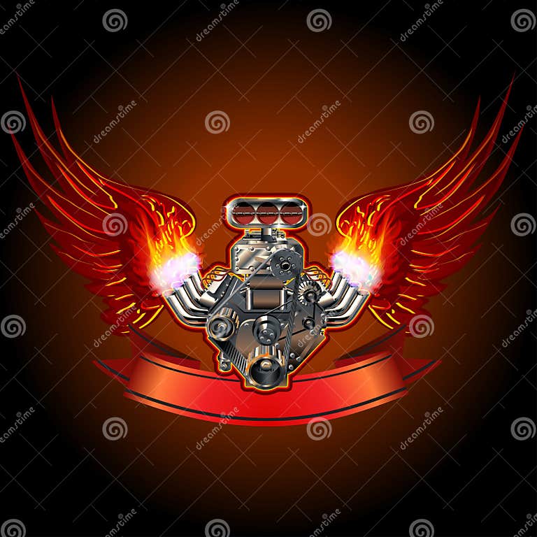 Turbo Engine with Wings stock vector. Illustration of background - 29201578