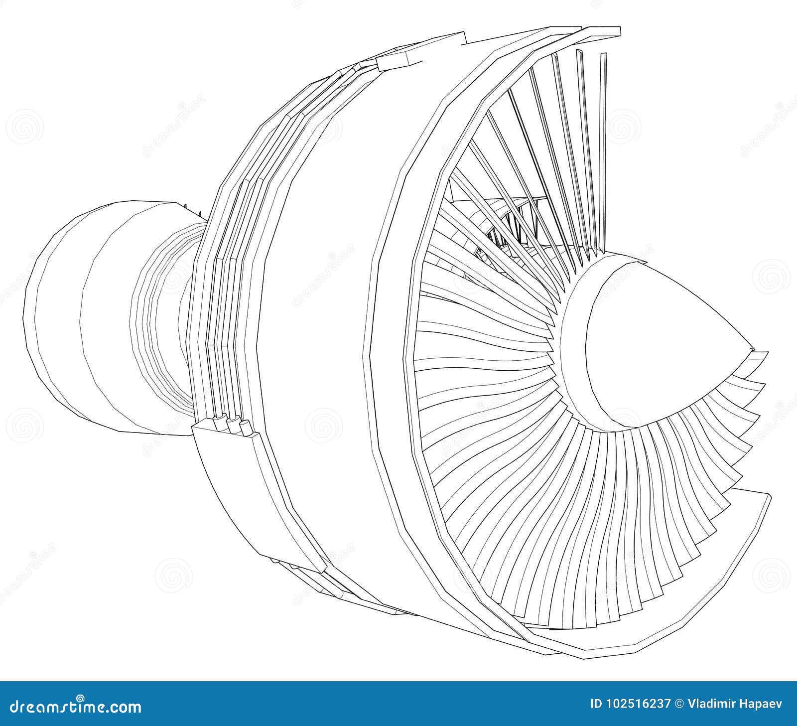 Jet Engine Of Aircraft. Part Of The Airplane. Side View. Aerospase ...