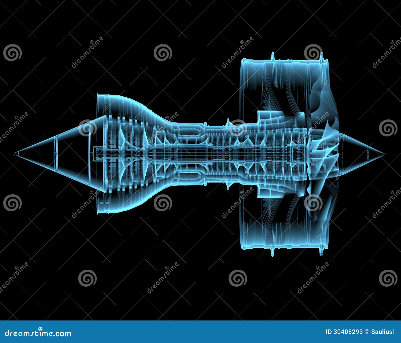 Turbo Jet Engine (3D Xray Blue Transparent) Stock Illustration ...