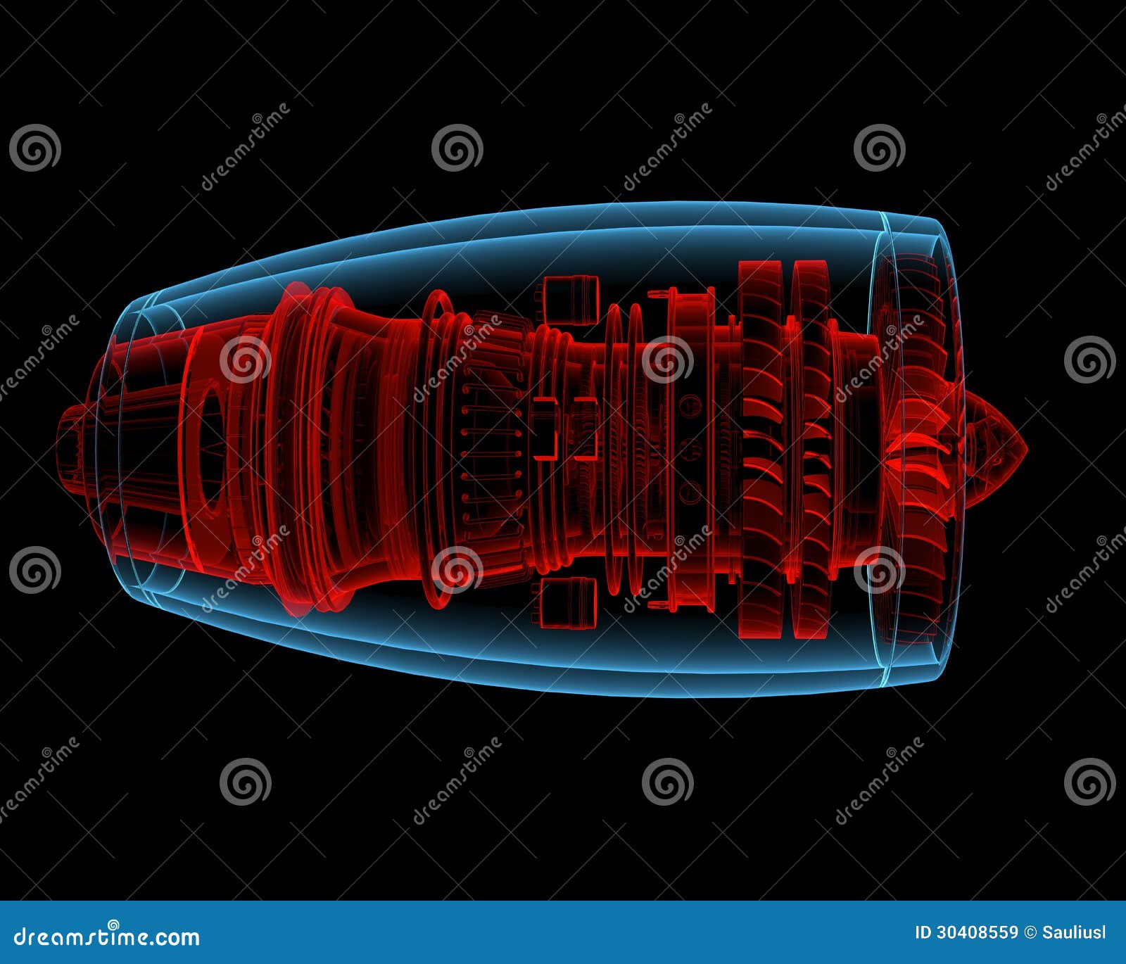 Turbo Jet Engine (3D Xray Red And Blue Transparent) Stock Image ...