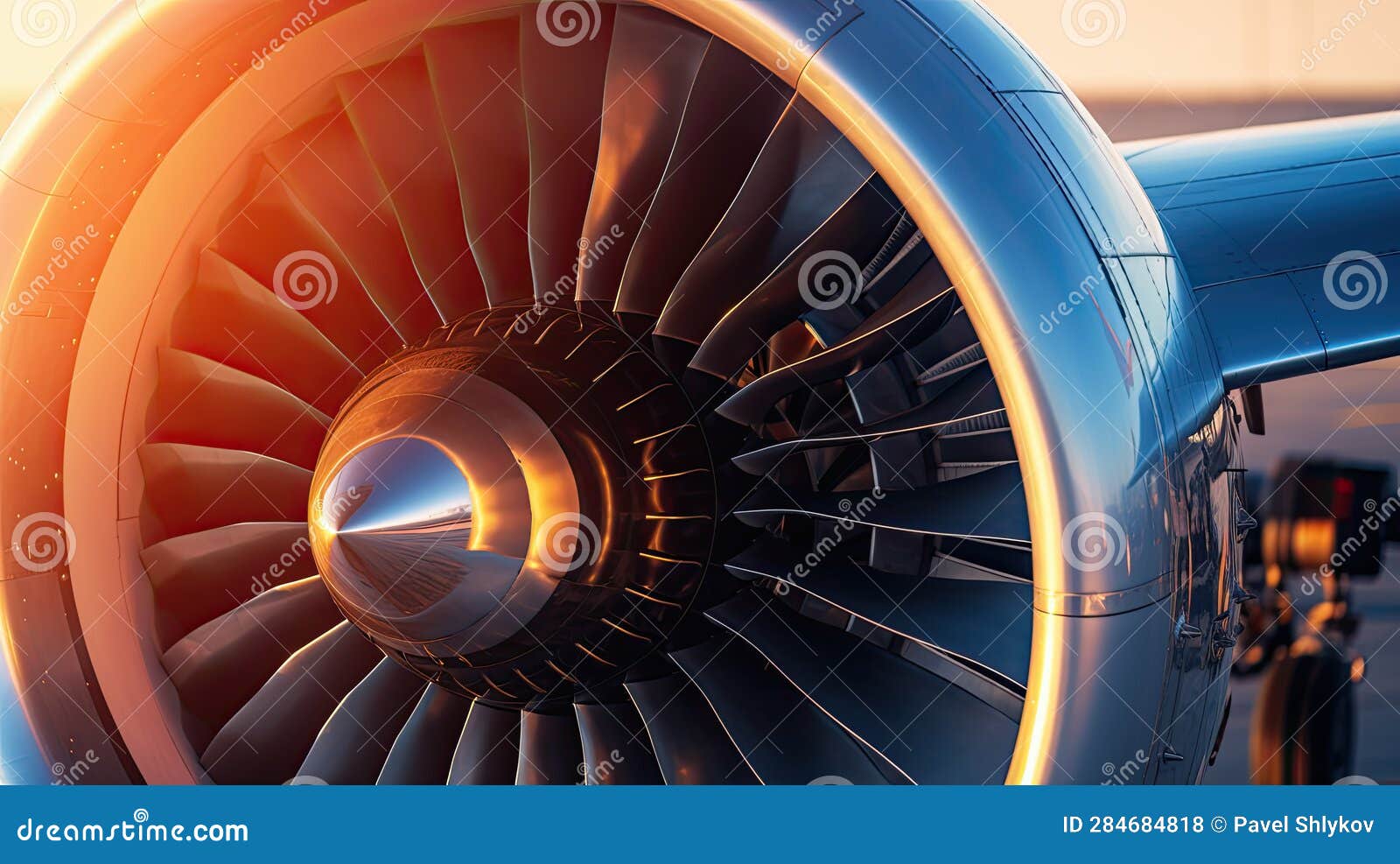 Turbo-jet Engine of the Plane, Close Up Stock Illustration ...