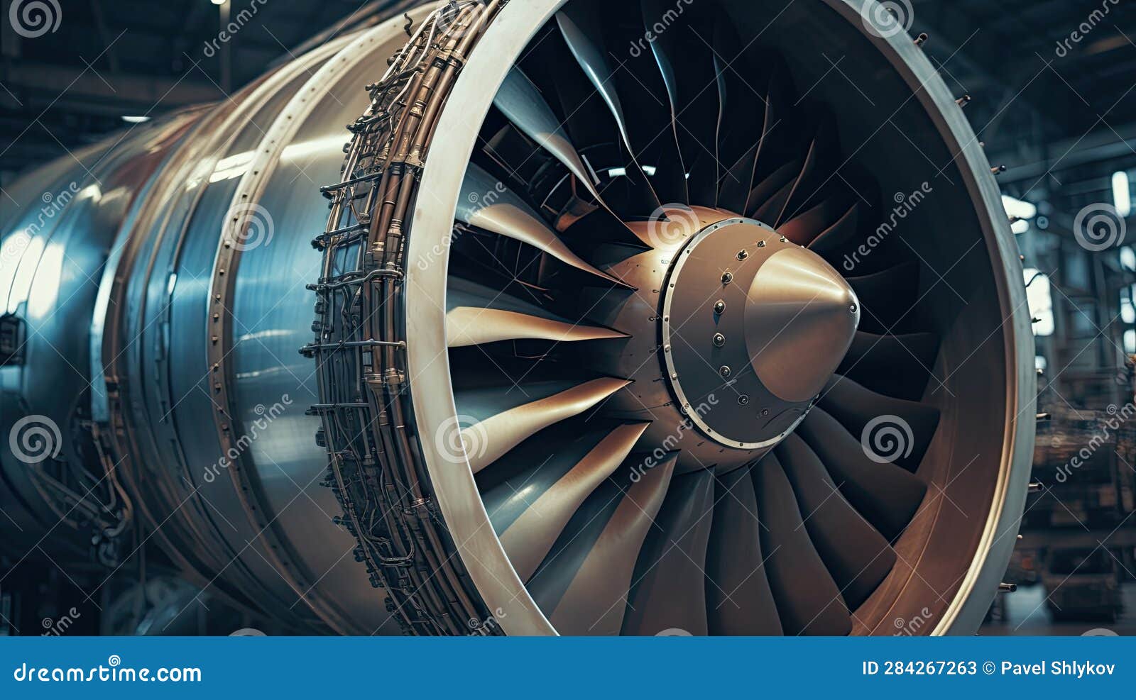 Turbo-jet Engine of the Plane, Close Up Stock Illustration ...