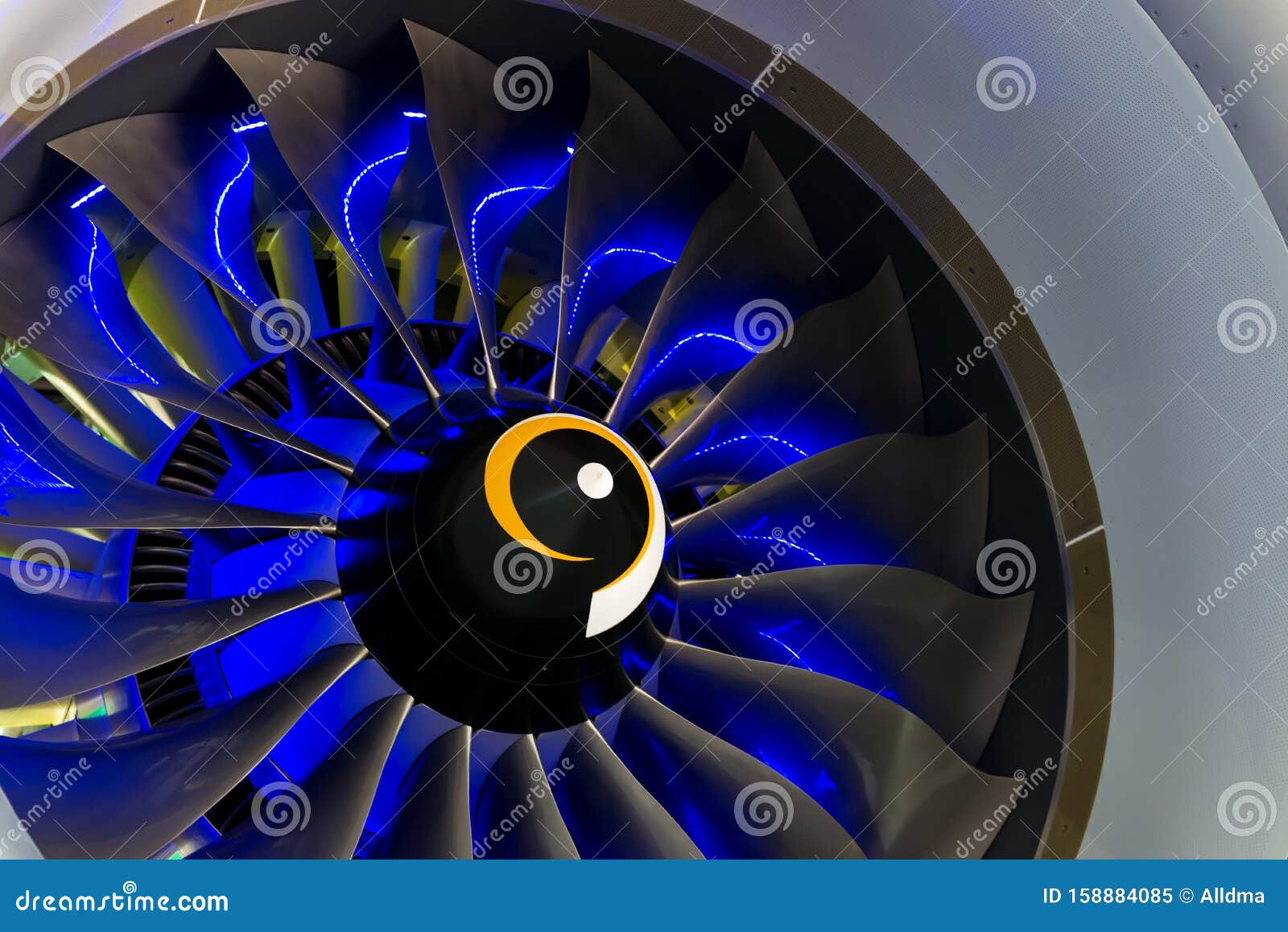 Turbo-jet Engine of the Plane on Close Up Stock Image - Image of golden ...