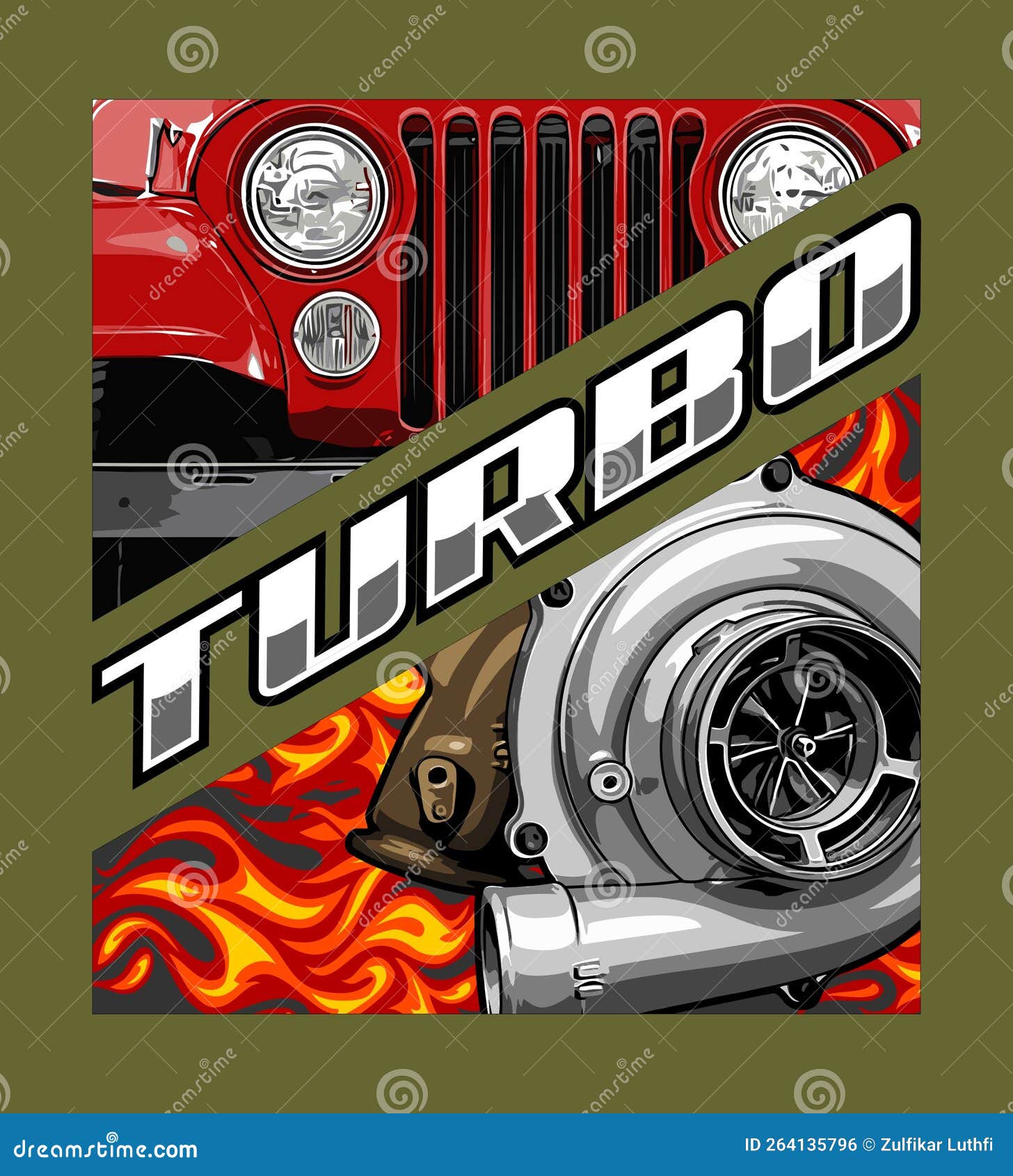 Turbo Kit with Fire and Suv Car Stock Vector - Illustration of graphic ...