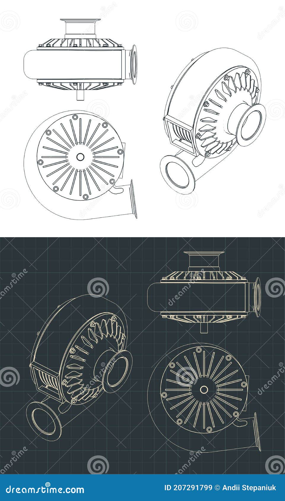 Turbo pump blueprints stock vector. Illustration of isometric - 207291799