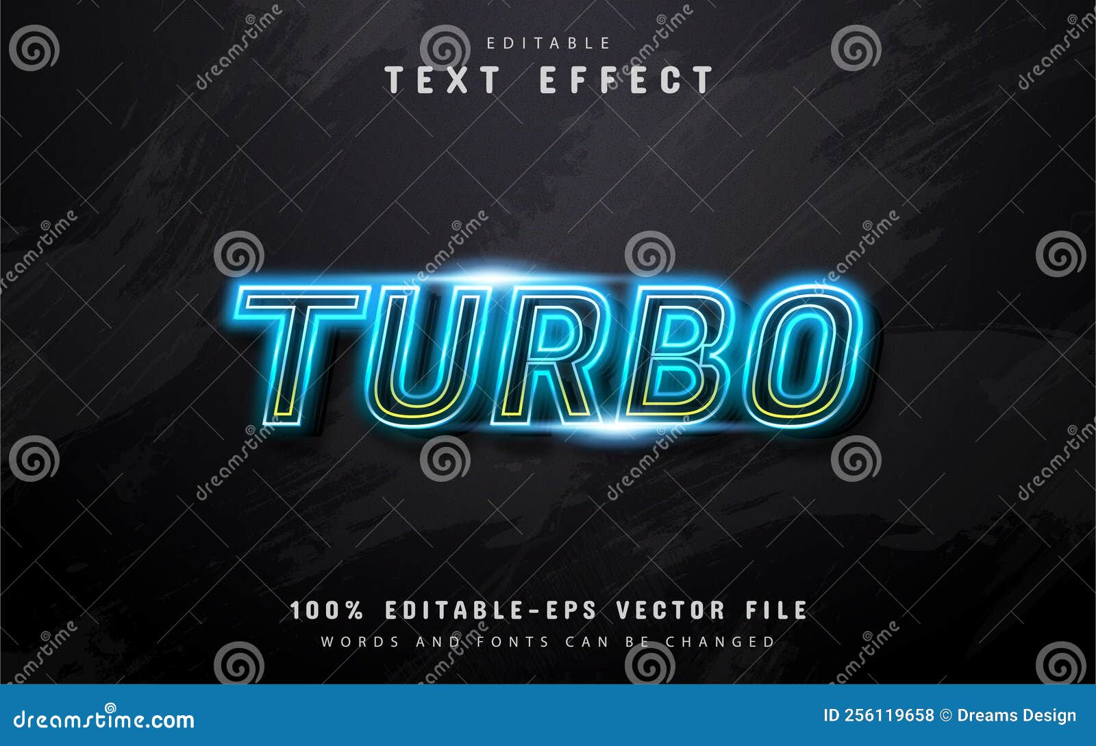 Turbo Text, Blue Neon Style Text Effect Stock Vector - Illustration of ...