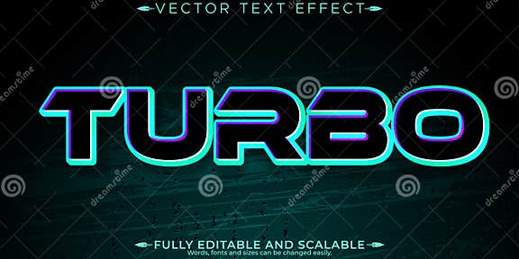 Turbo Text Effect, Editable Fast and Race Customizable Font Style Stock ...