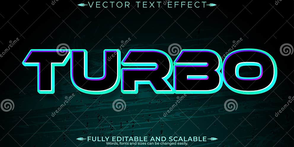 Turbo Text Effect, Editable Fast and Race Customizable Font Style Stock ...