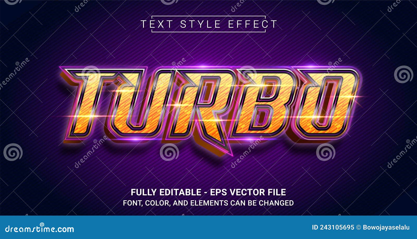 Turbo Text Style Effect. Editable Graphic Text Template Stock Vector ...