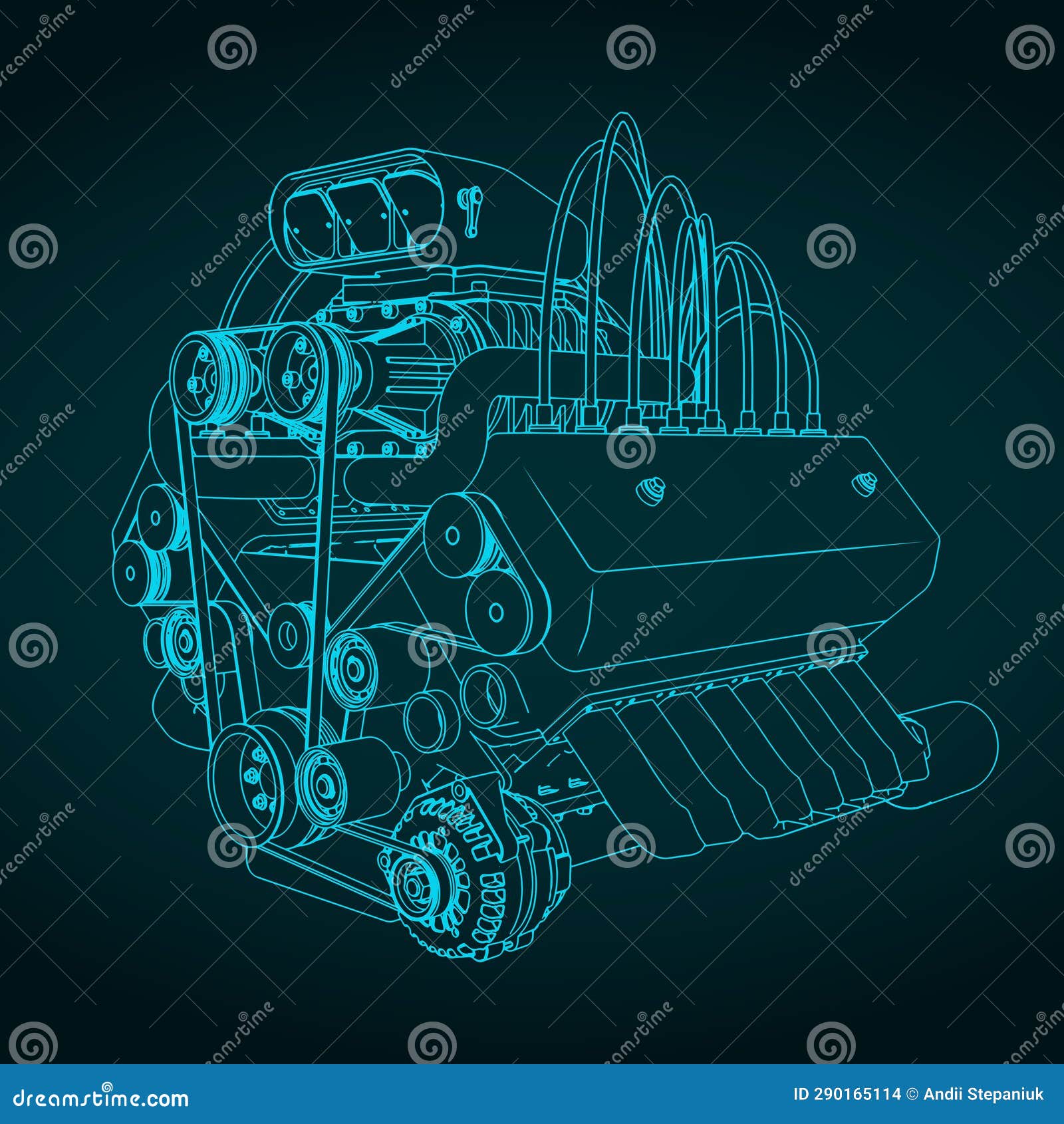 Turbocharged engine sketch stock vector. Illustration of industrial ...