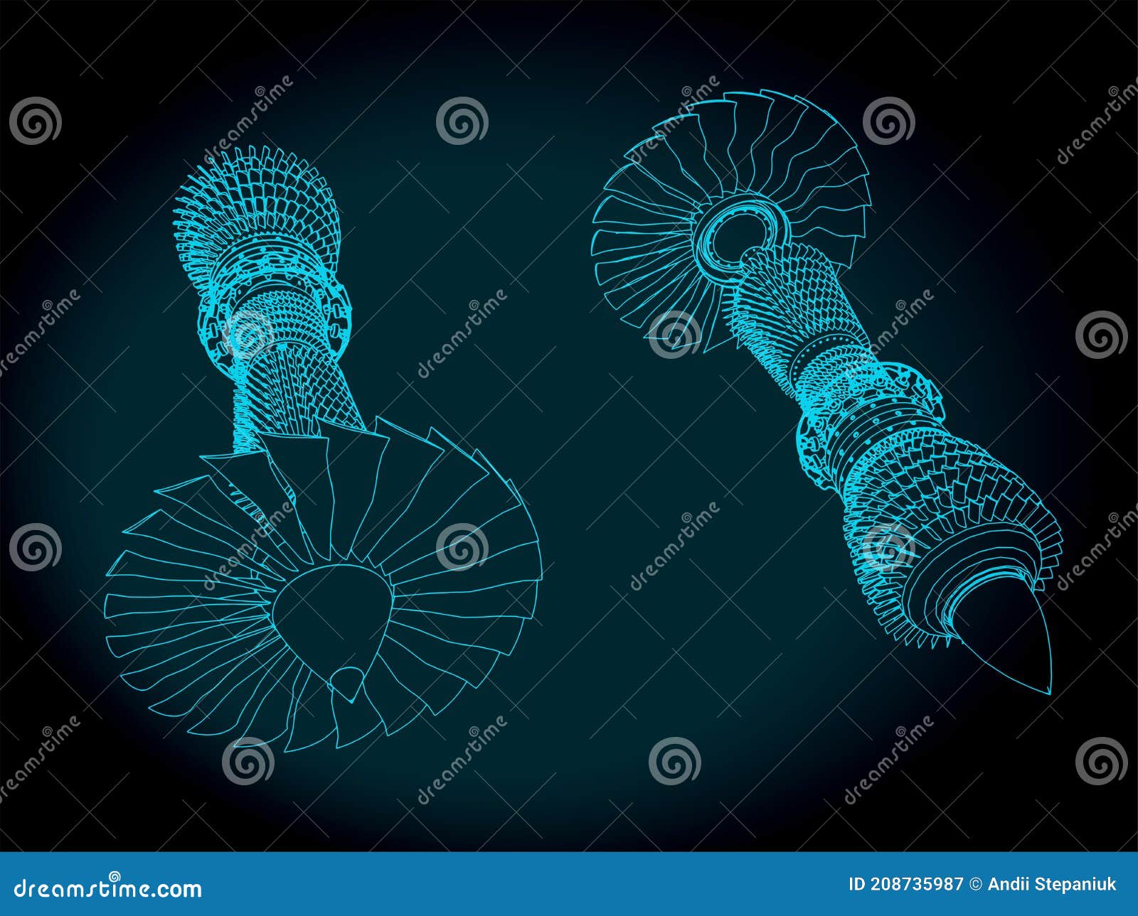 Turbofan Compressor Drawings Stock Vector - Illustration of compressor ...