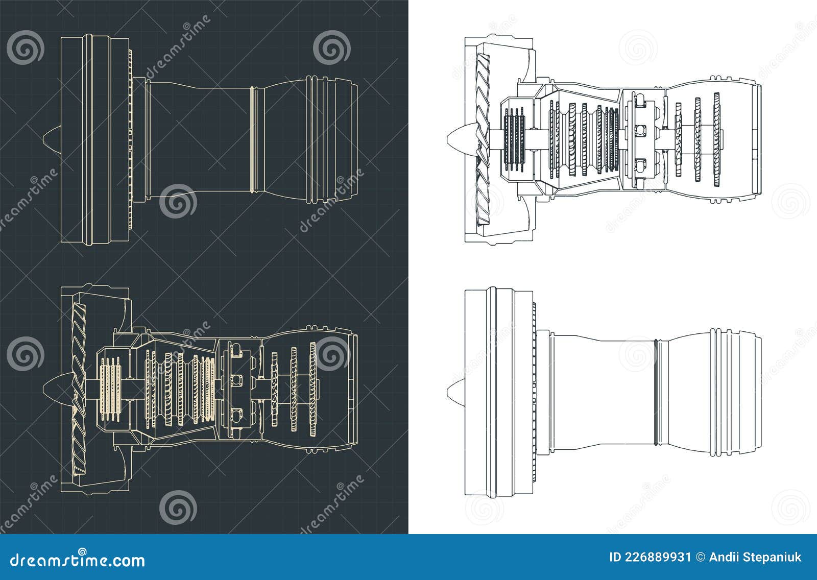 Turbofan Engine Drawings Cartoon Vector | CartoonDealer.com #226889931