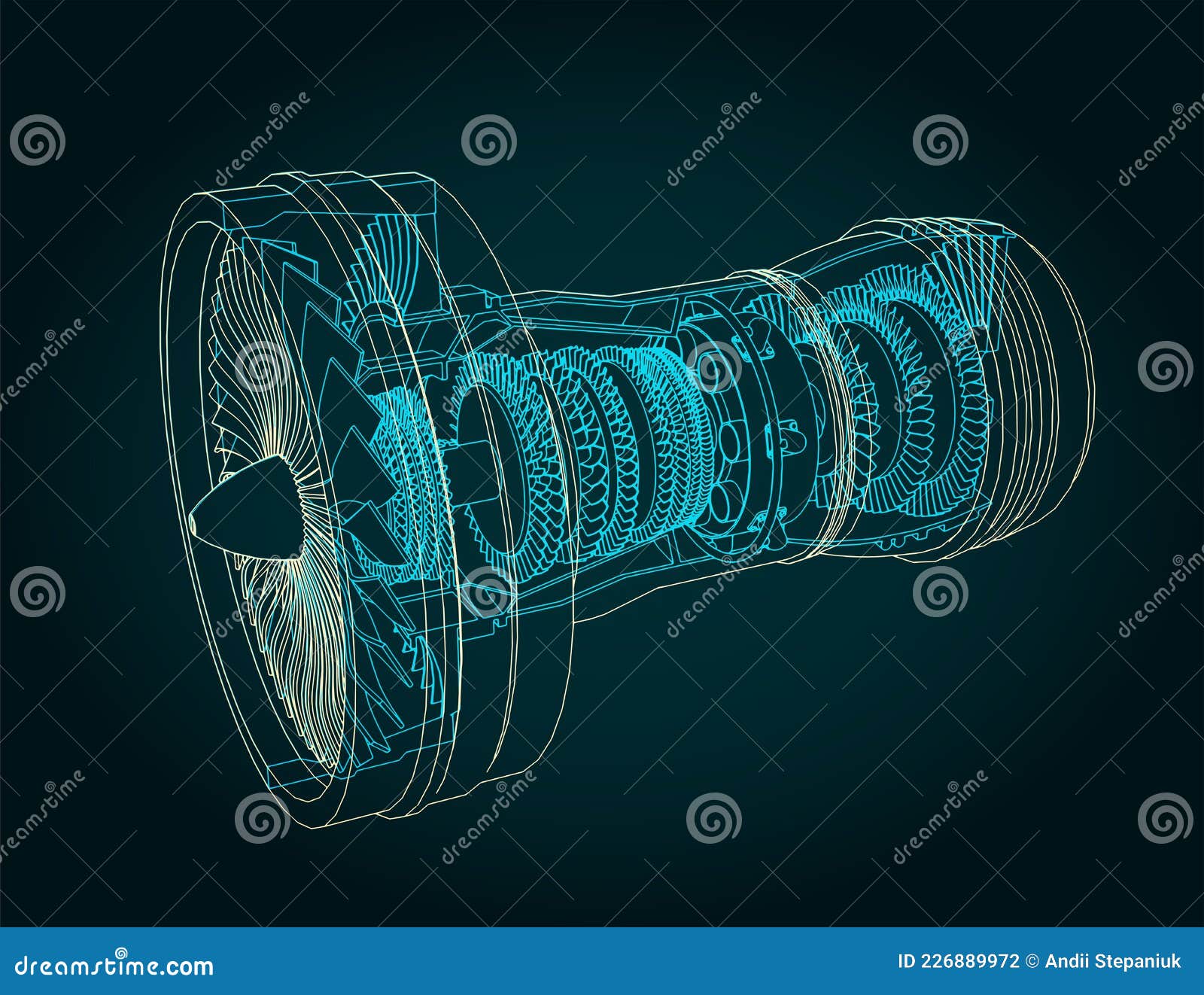 Turbofan Engine Structure Illustration Stock Vector - Illustration of ...