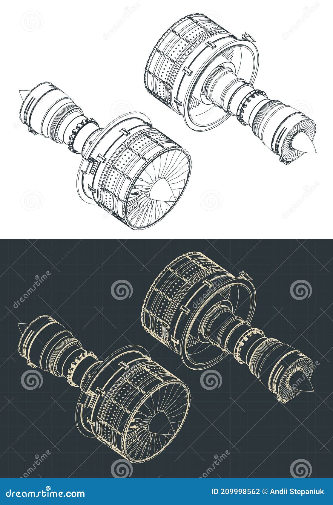 Set Of Drawings Of Engines - Motor Vehicle Internal Combustion Engine ...