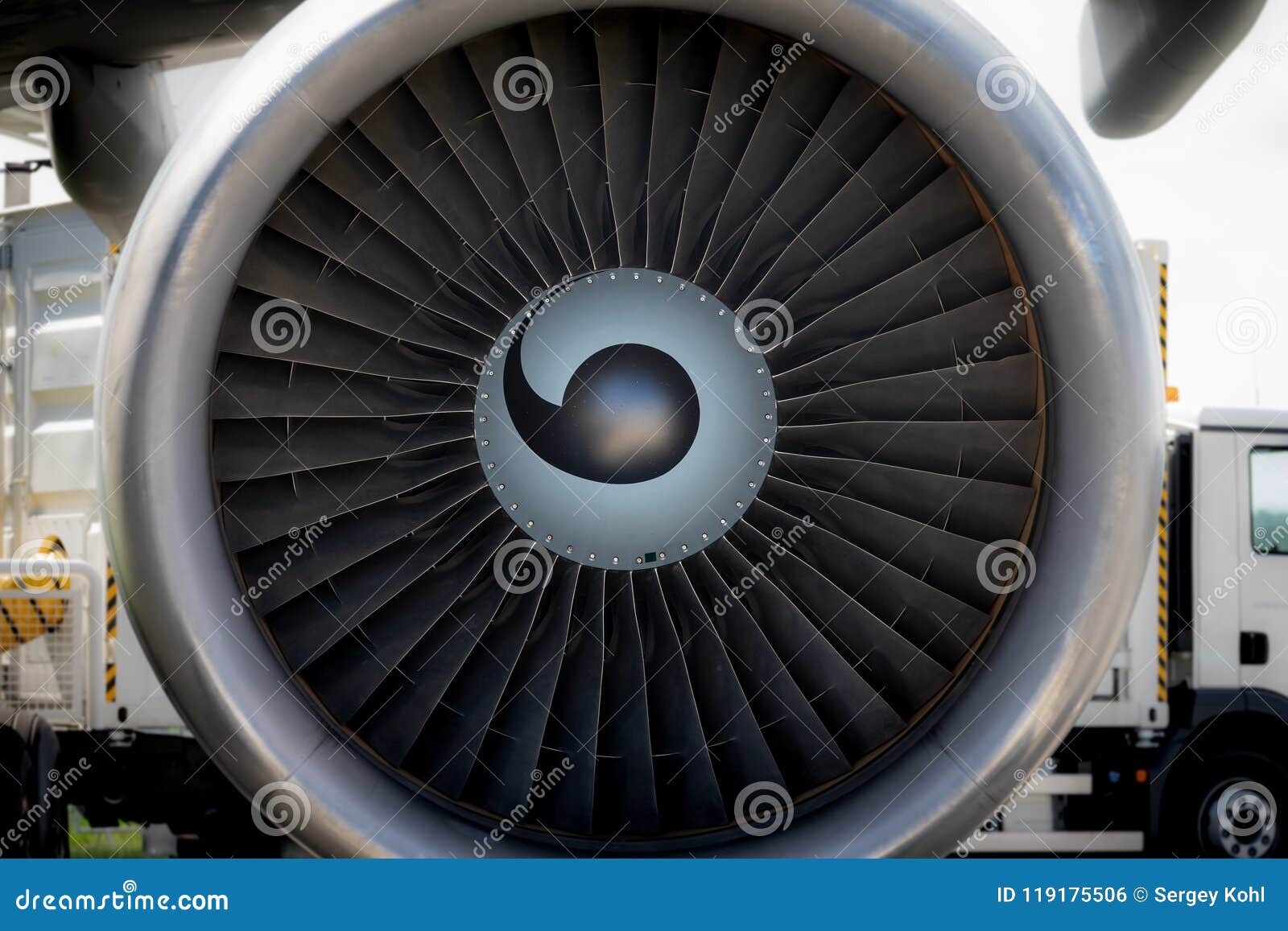 The turbofan jet engine. stock photo. Image of front - 119175506