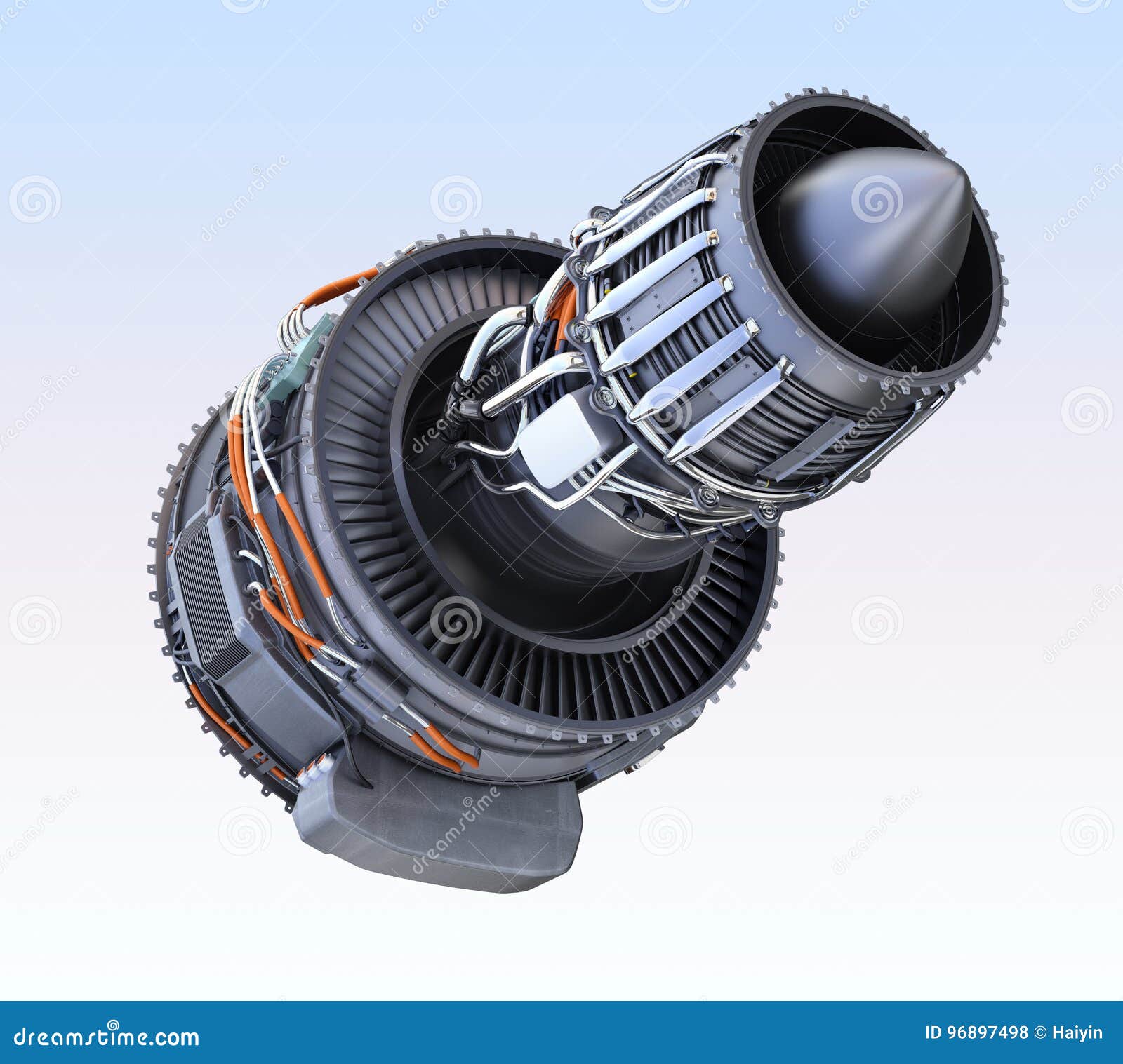 Turbofan Jet Engine Isolated On Light Blue Background Stock Photo ...