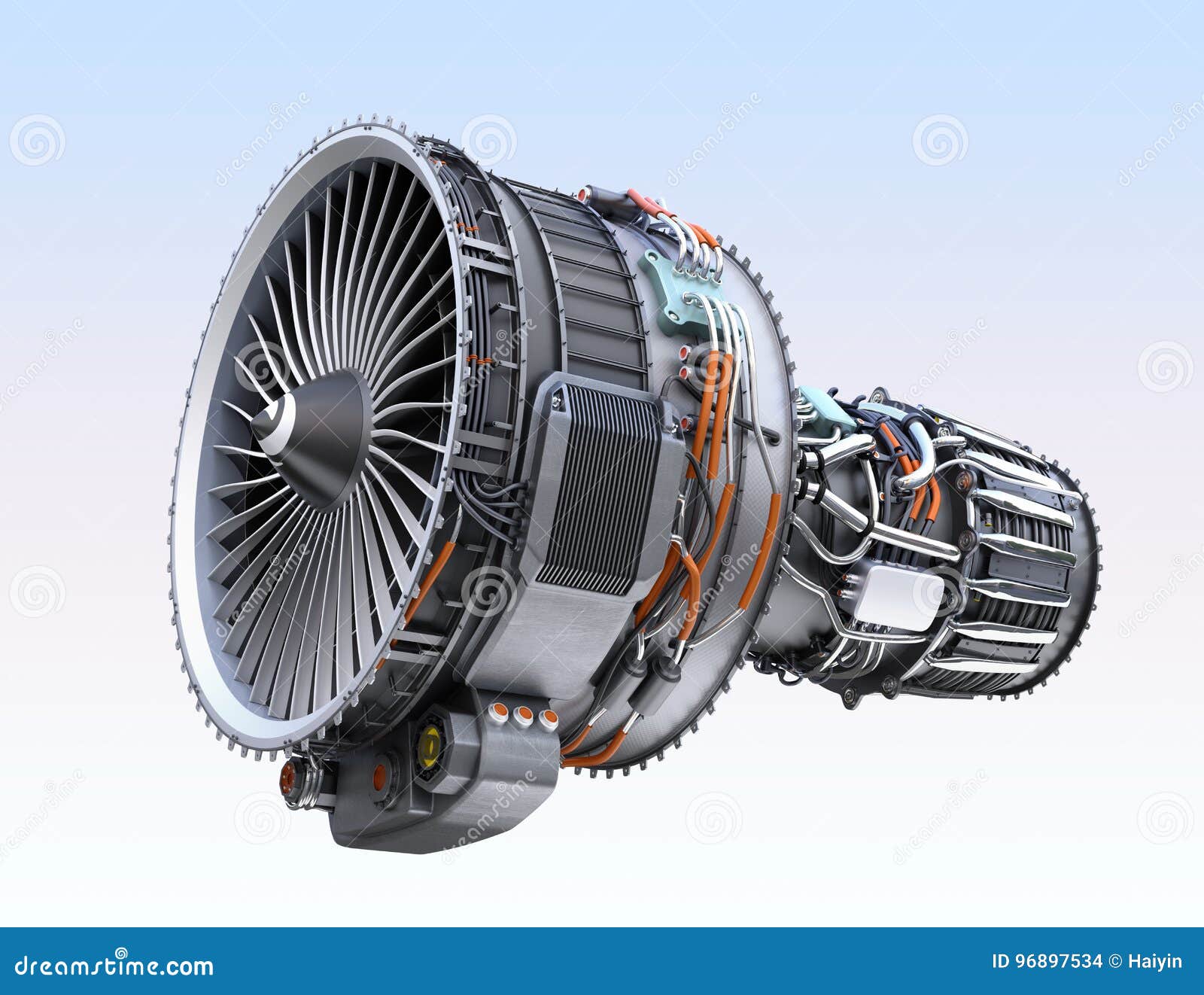 Turbofan Jet Engine on Light Blue Background Stock Illustration ...