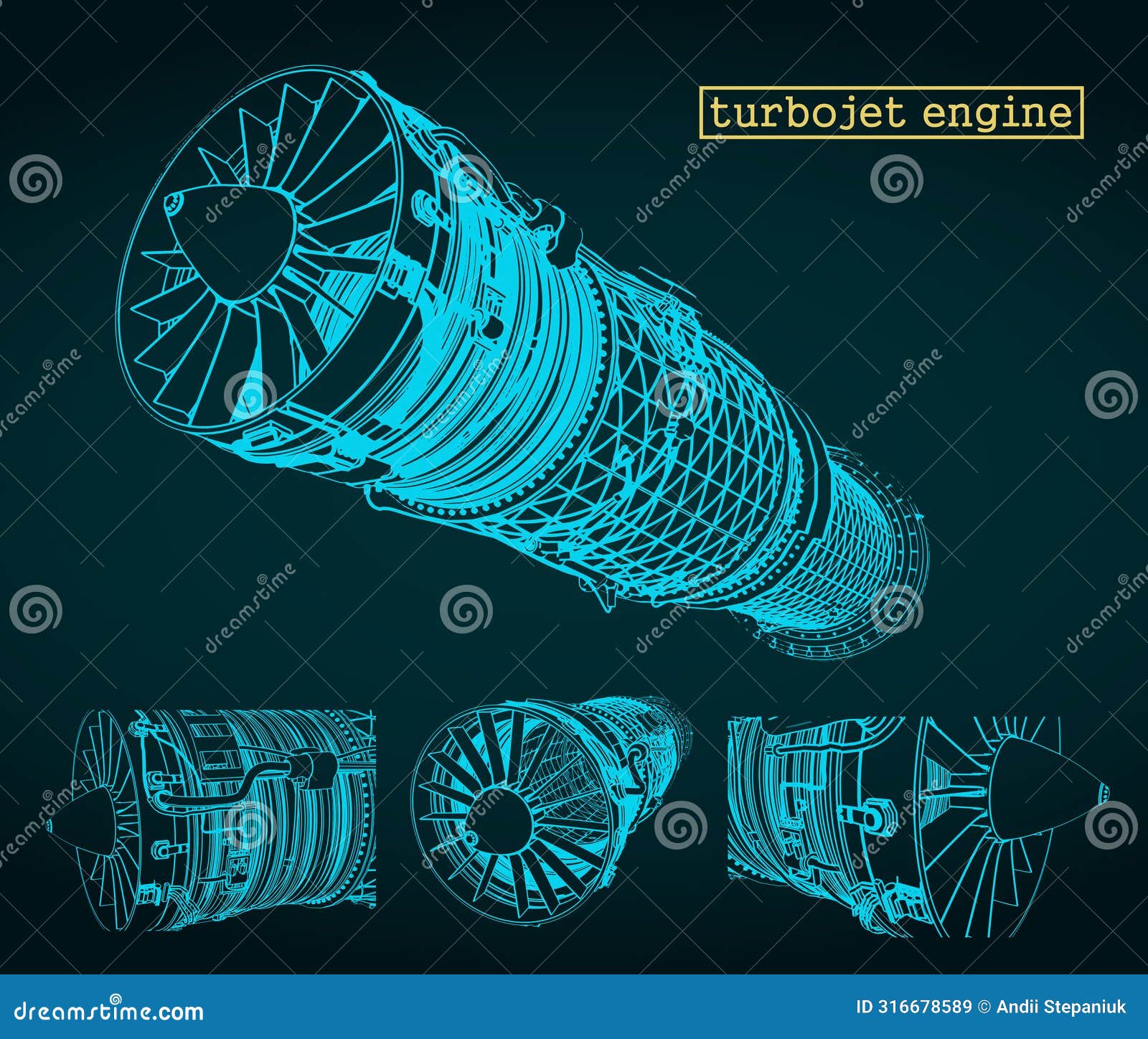 Turbojet Engine Drawings Vector Illustration | CartoonDealer.com #316678590