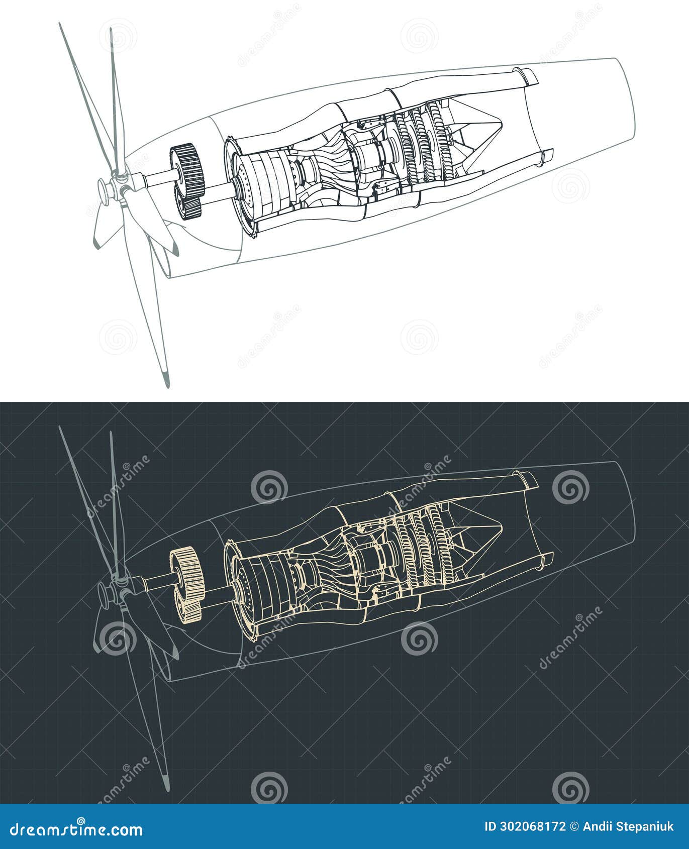 Turboprop Engine Blueprints Stock Vector - Illustration of drawings ...