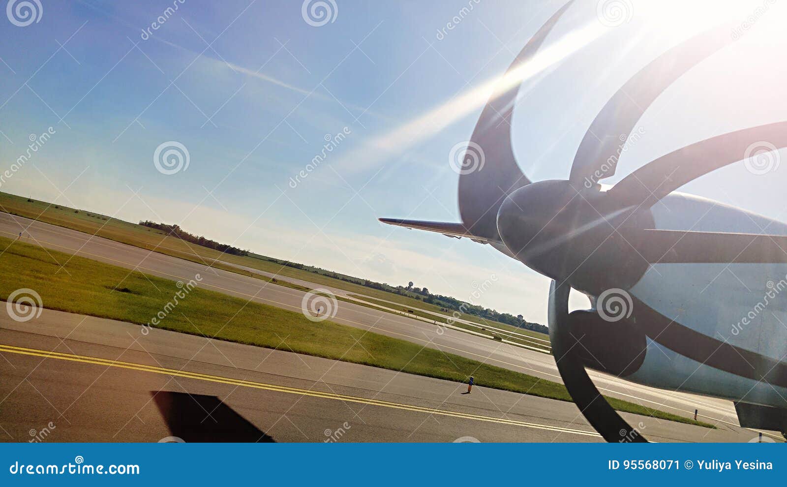 Turboprop Propeller of Plain Seen through the Window Stock Image ...