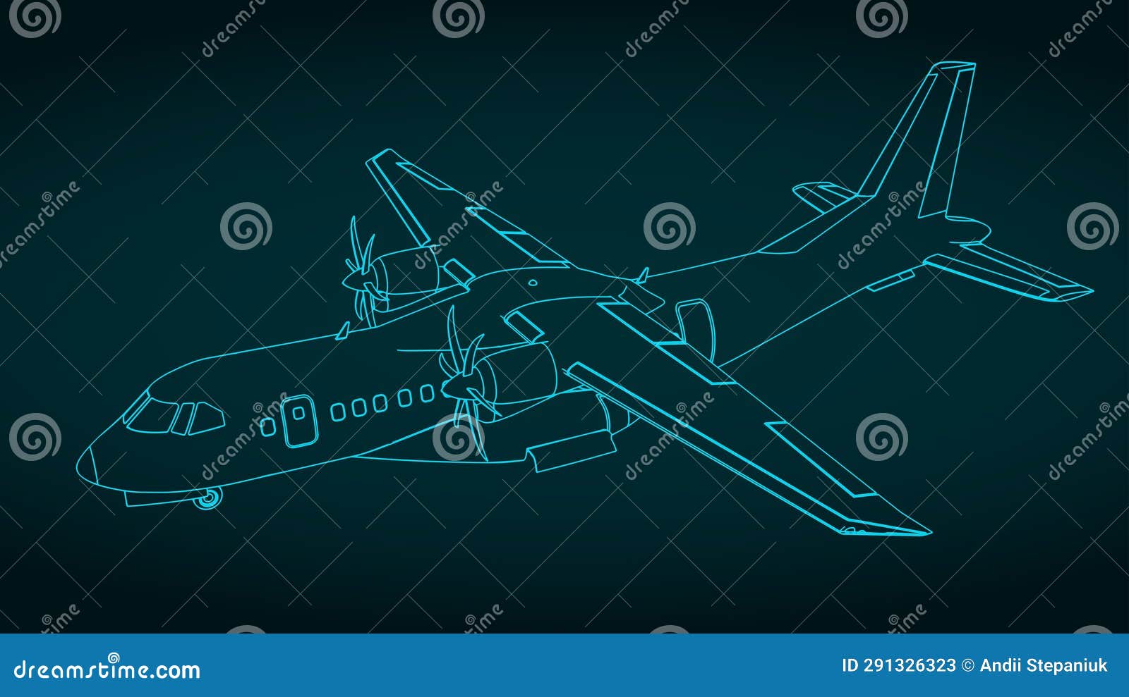 Turboprop Transport Aircraft Illustrations Closeup Cartoon Vector ...