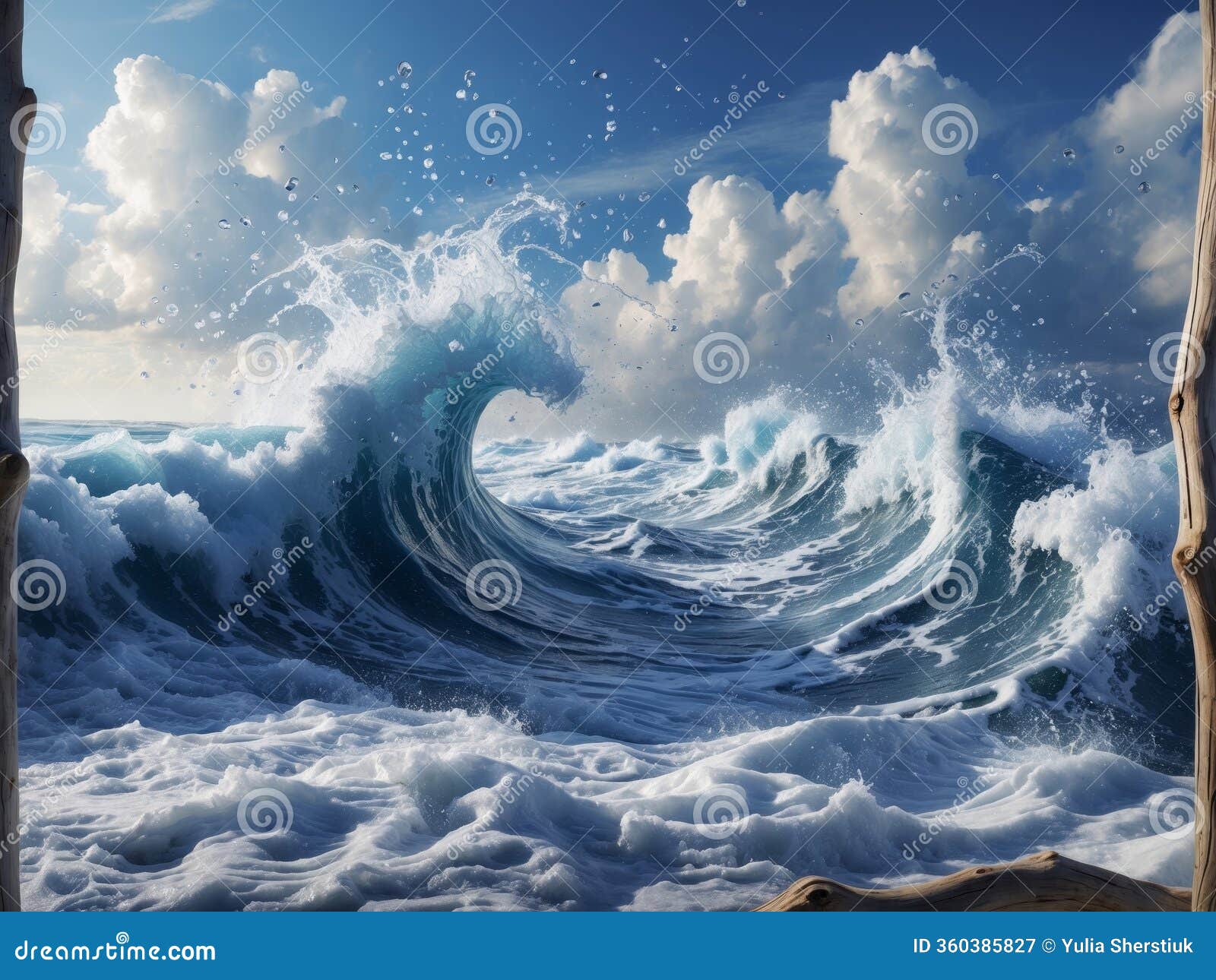 Turbulent Ocean Waves with Splashing Water Drops. Stock Image - Image ...