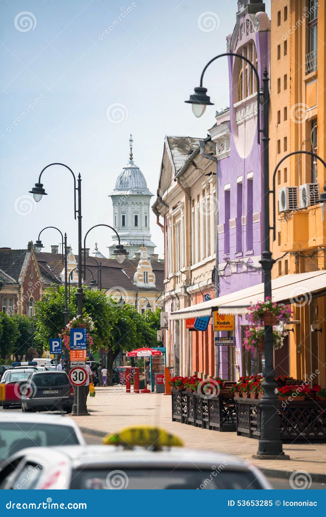 Turda old city center view editorial image. Image of typical - 53653285