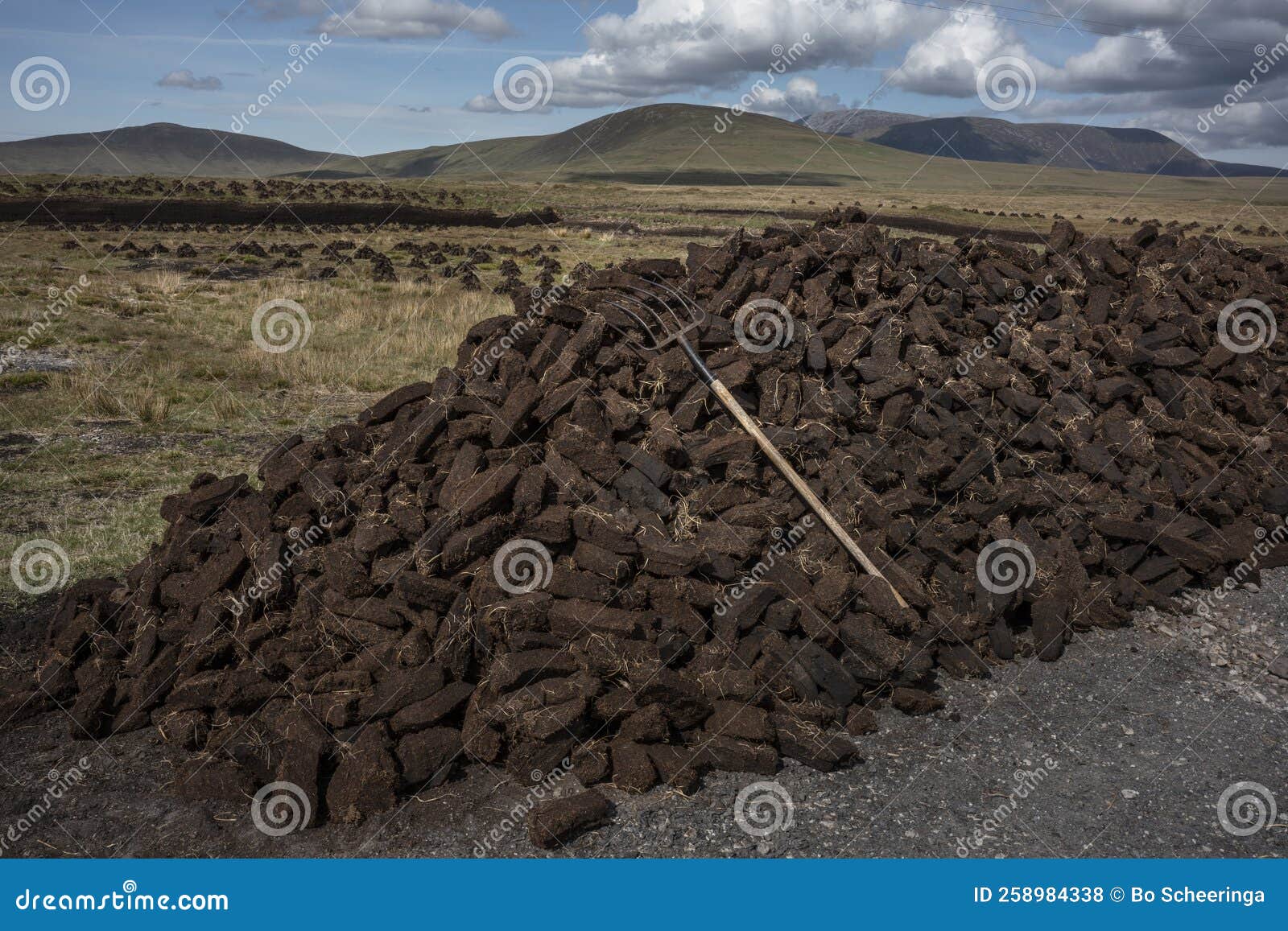 A Turf Stack on an Irish Bog. Stock Photo - Image of irish, turf: 258984338