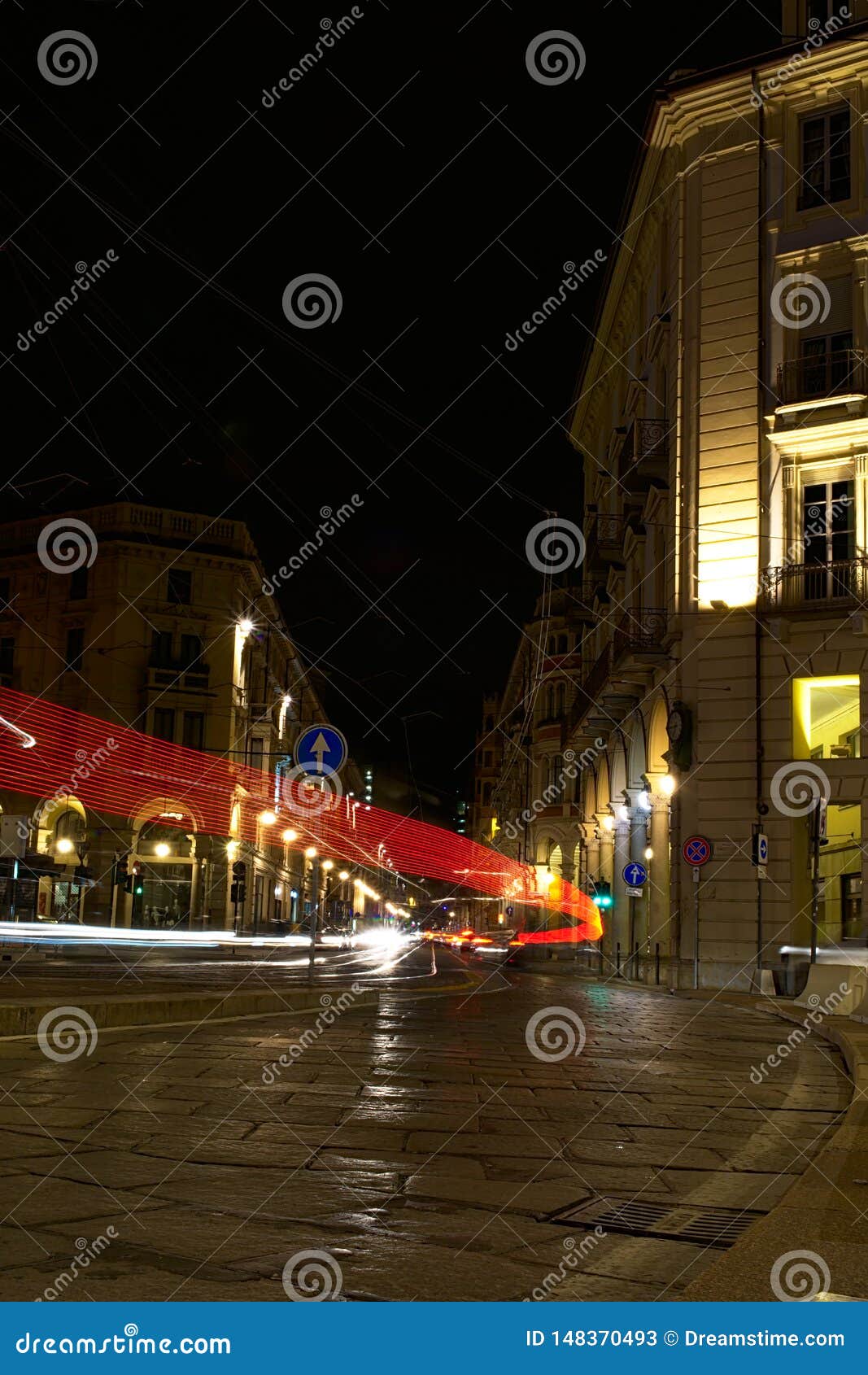 Turin, Night Panorama With River Po And Mole Antonelliana Royalty-Free ...