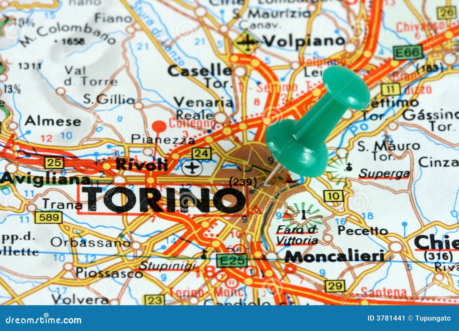 Turin no mapa imagem de stock. Imagem de marcado, mapa - 3781441