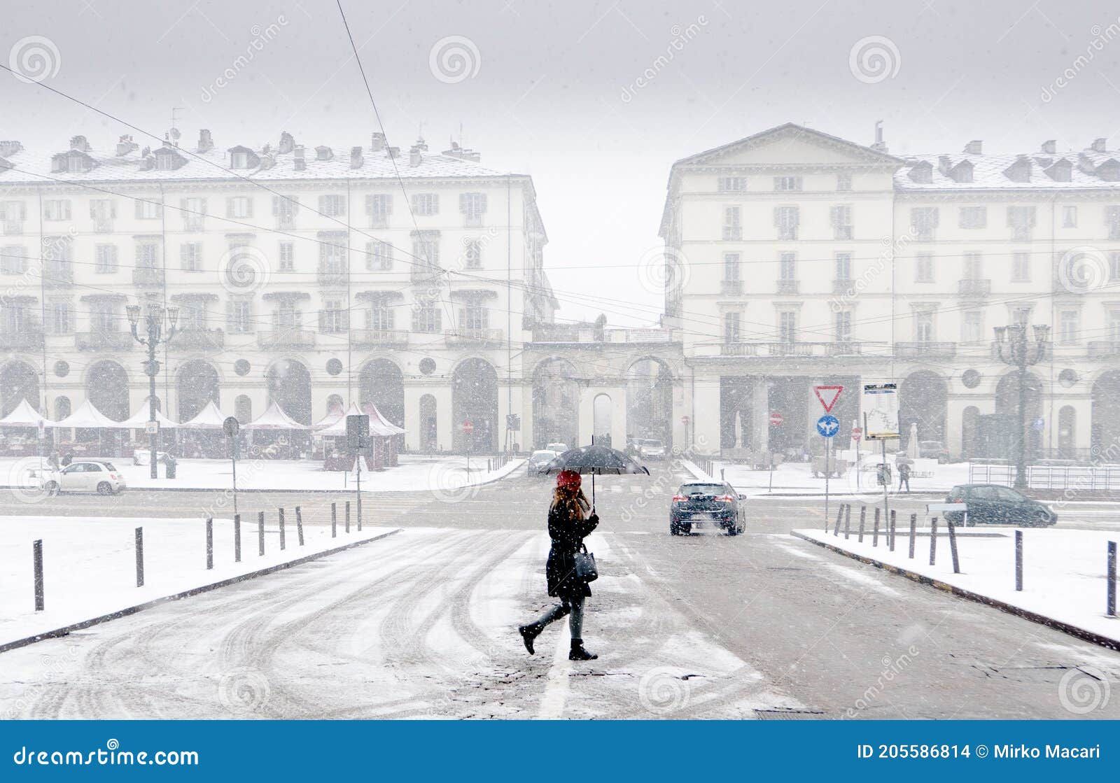Turin, People in the Street Under Heavy Snow Stock Photo - Image of ...
