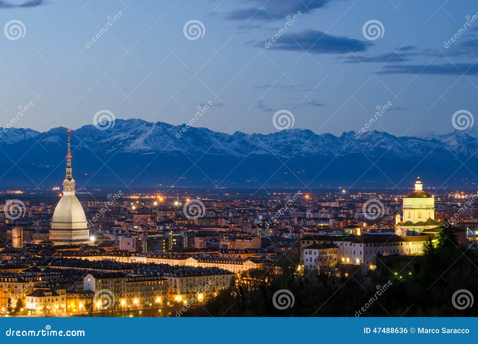 Turin (Torino), Night Landscape Stock Photo - Image of piazza ...