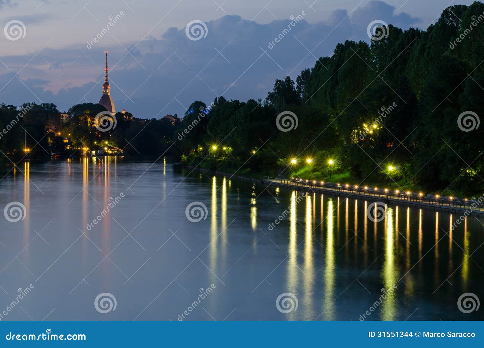 Turin (Torino), night view stock photo. Image of mountains - 31551344