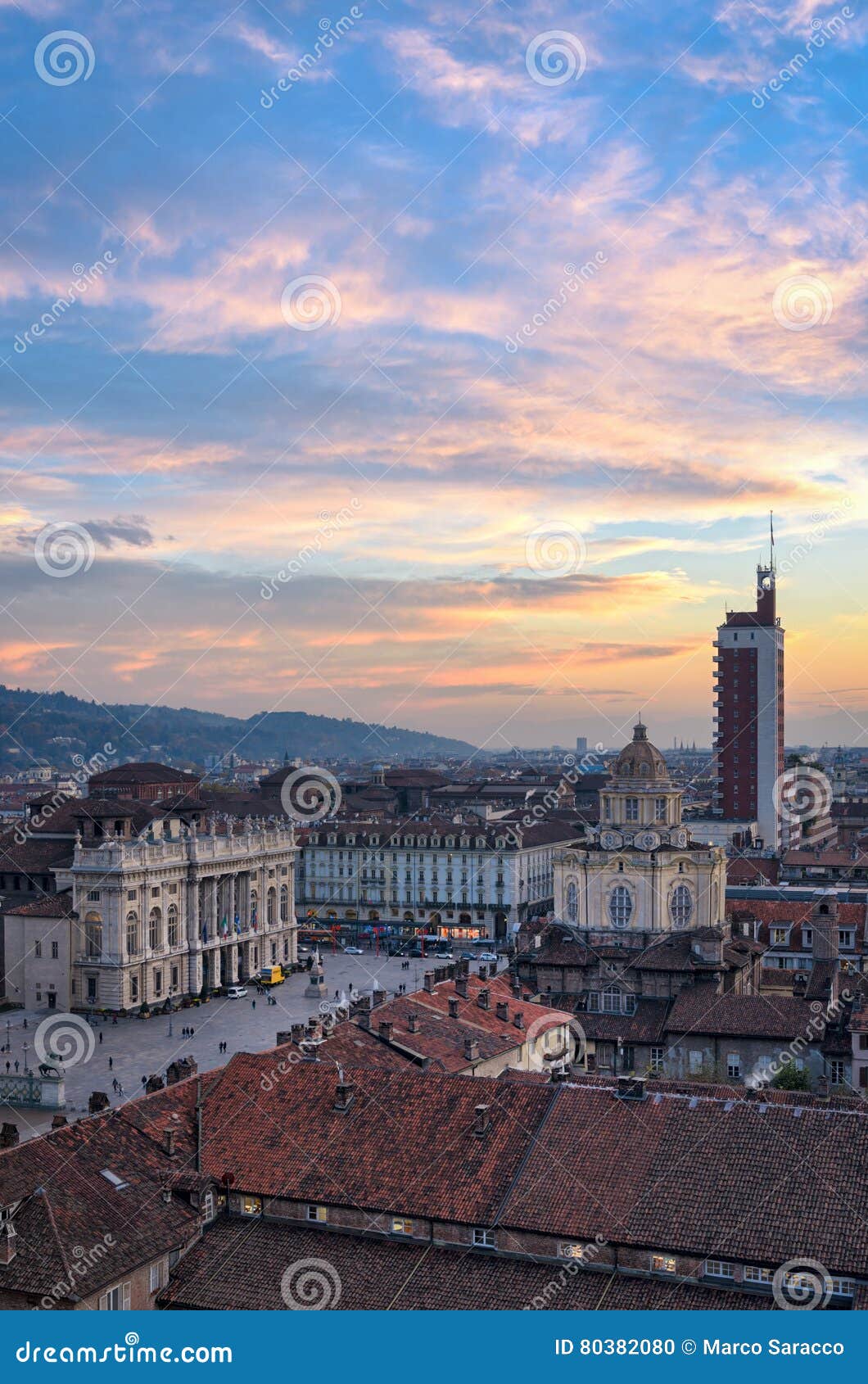 Turin Torino Panoramic View on Piazza Castello Stock Photo - Image of ...
