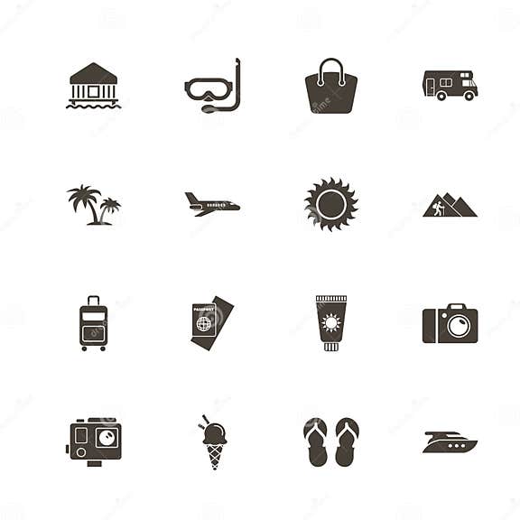 Turismo - Iconos Planos Del Vector Ilustración del Vector - Ilustración ...