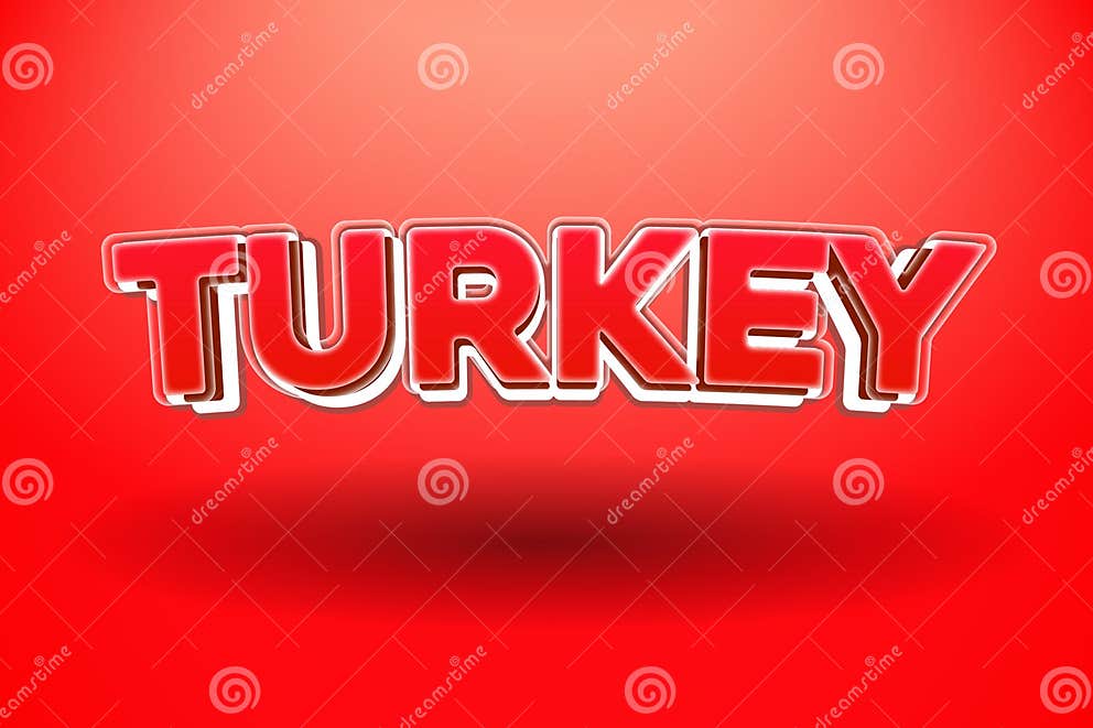 Turkey Word Logo Design with 3d Bold Text Effect Stock Illustration ...