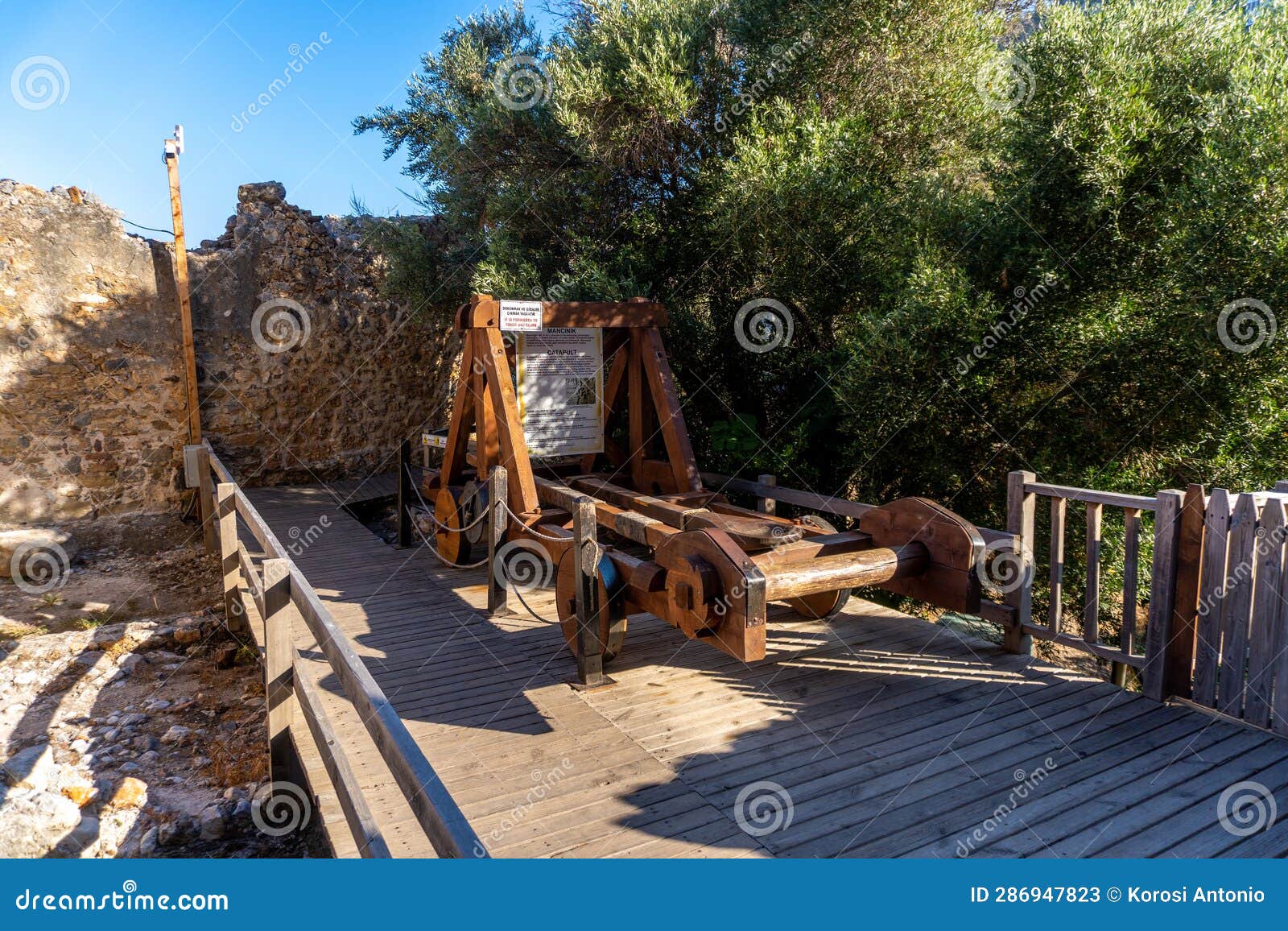 Catapult, Restored Model Of Ancient Ballistic Weapon, Medieval Siege ...