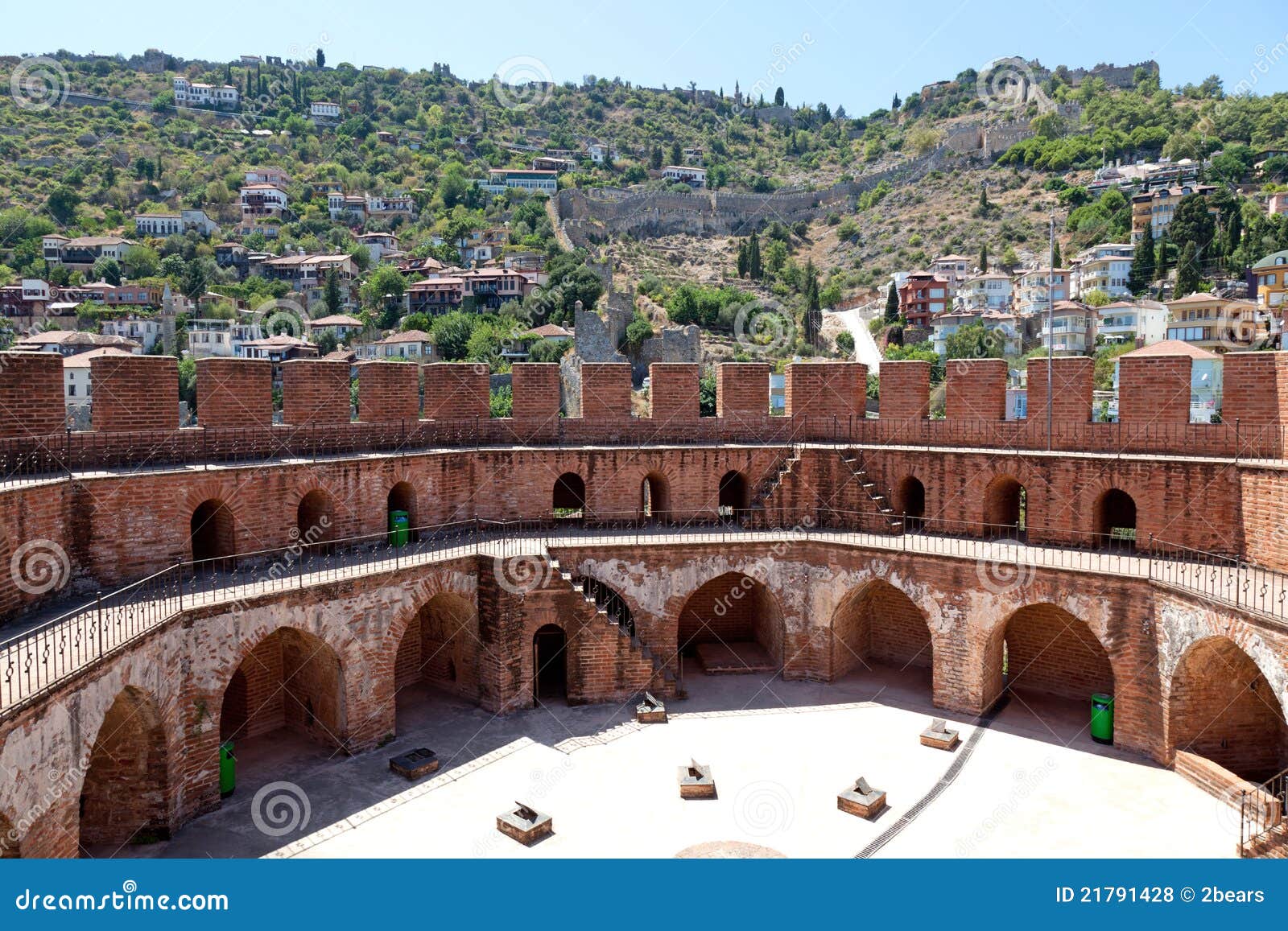 Turkey, Alanya - Red Tower and Harbor Stock Photo - Image of town ...