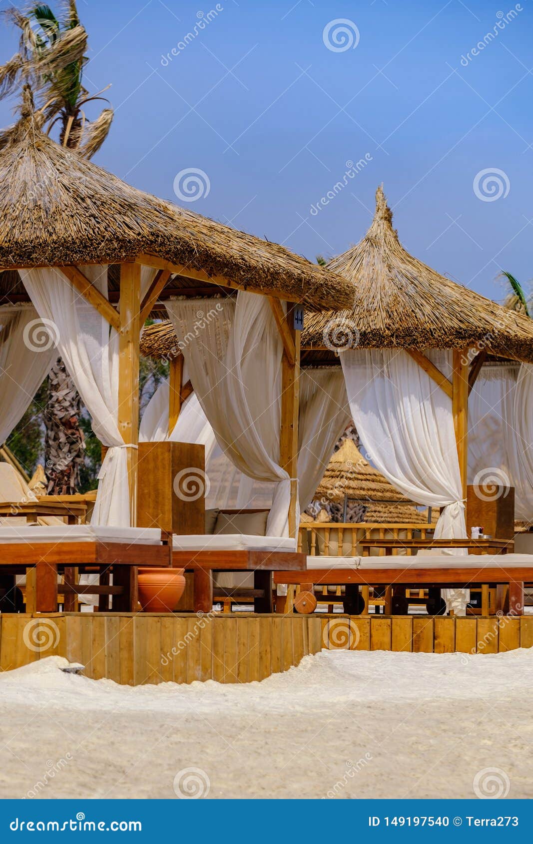 View of the Bungalow on the Beach of the Mediterranean Stock Photo ...
