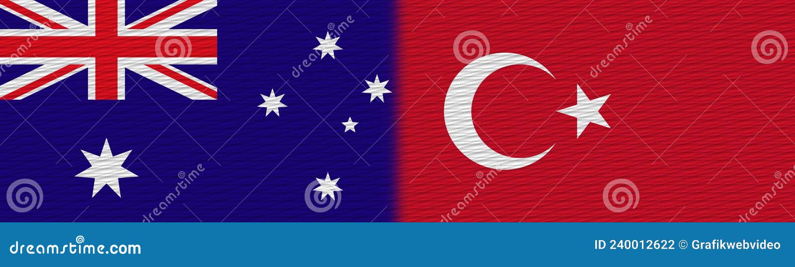 Turkey and Australia Fabric Texture Flag â€“ 3D Illustration Stock ...