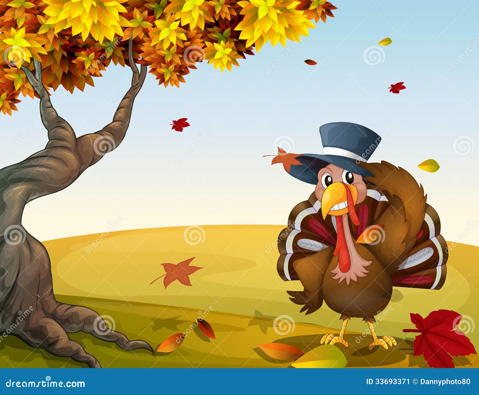 A Turkey in an Autumn Scenery Stock Illustration - Illustration of ...