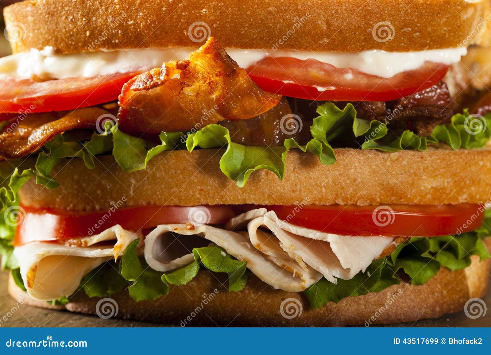 Turkey and Bacon Club Sandwich Stock Image - Image of lettuce, bread ...