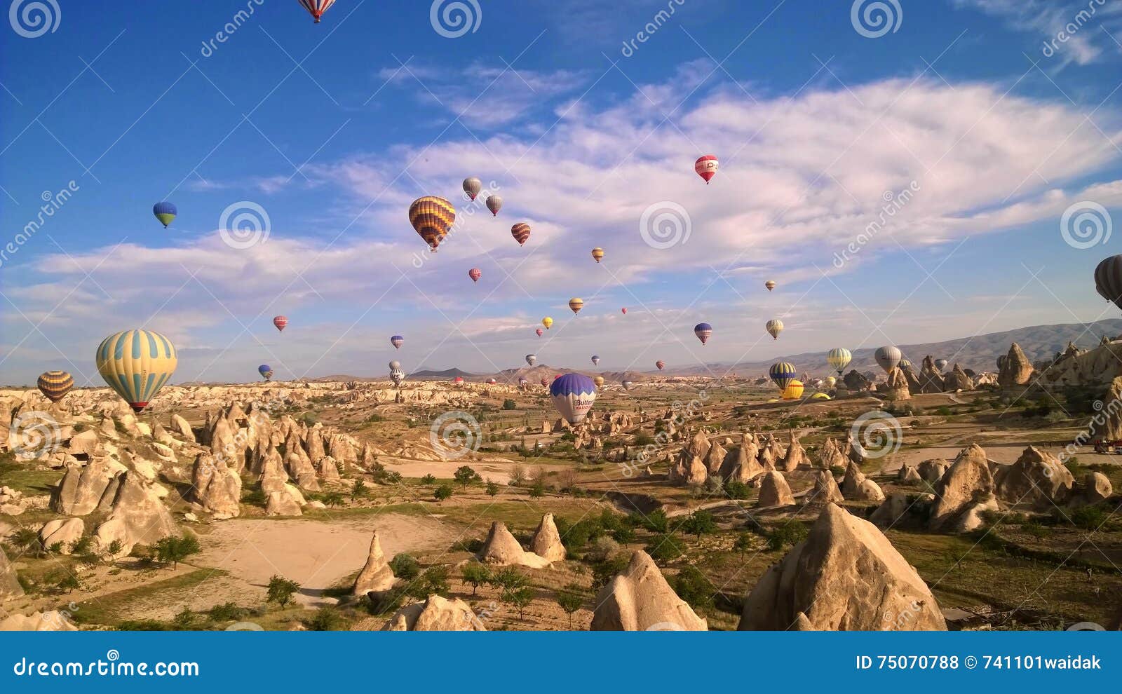 Turkey balloons.. editorial stock photo. Image of hills - 75070788